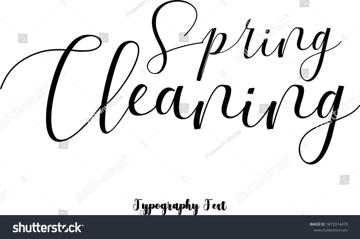 Spring Cleaning Handwriting Elegant Cursive Typography Stock Vector ...