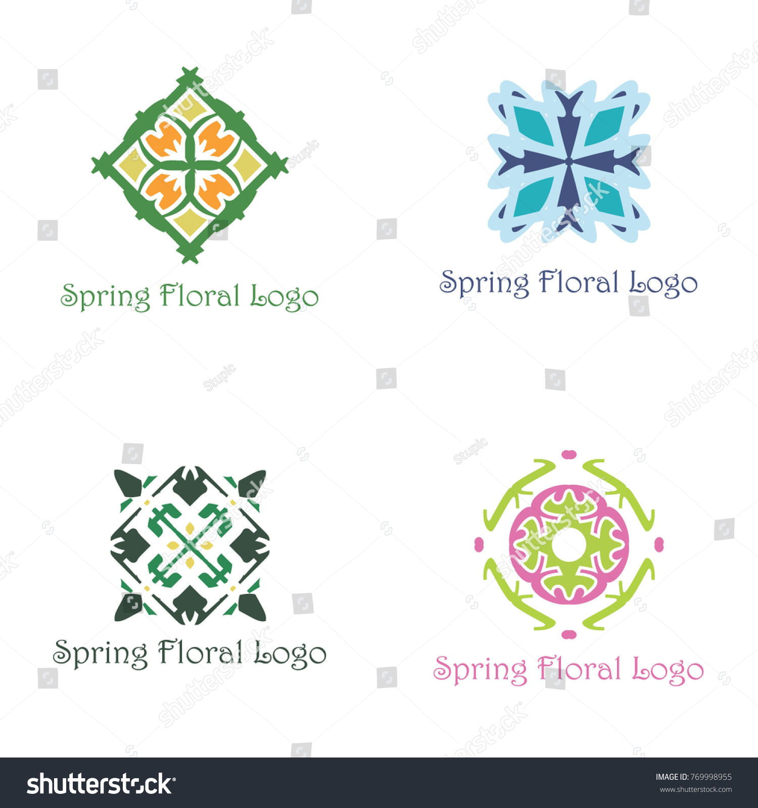 Spring Floral Logo Vector Design Stock Vector (Royalty Free) 769998955 ...