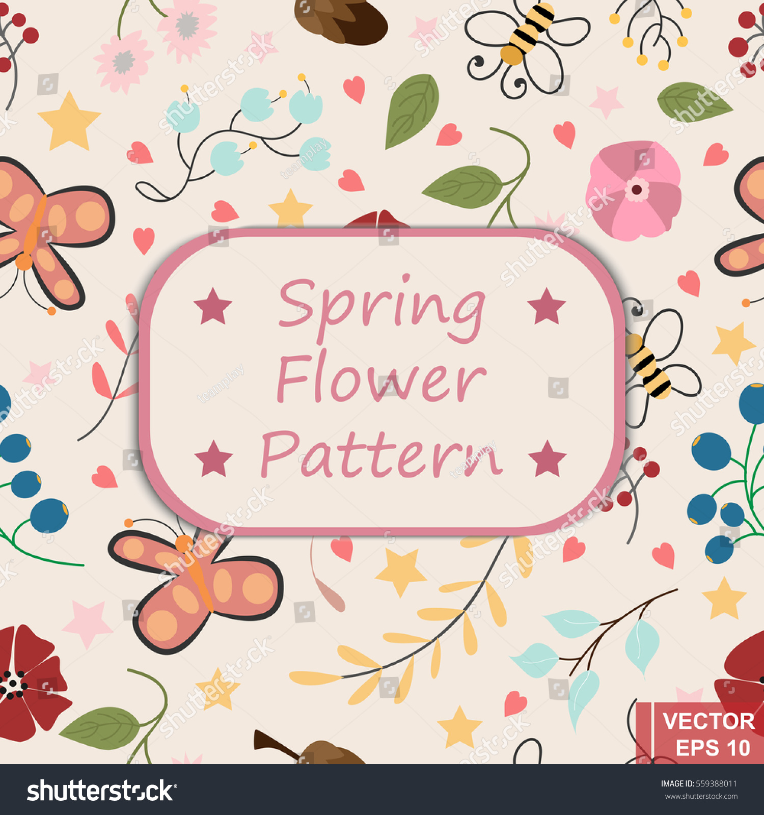 Spring Floral Pattern Heart Cute Your Stock Vector (Royalty Free ...