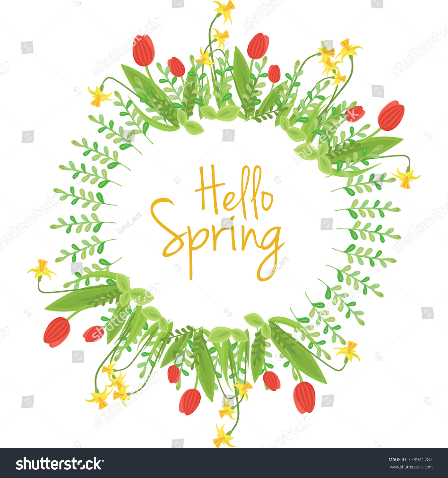 Spring Floral Vector Wreath Stock Vector (Royalty Free) 378941782