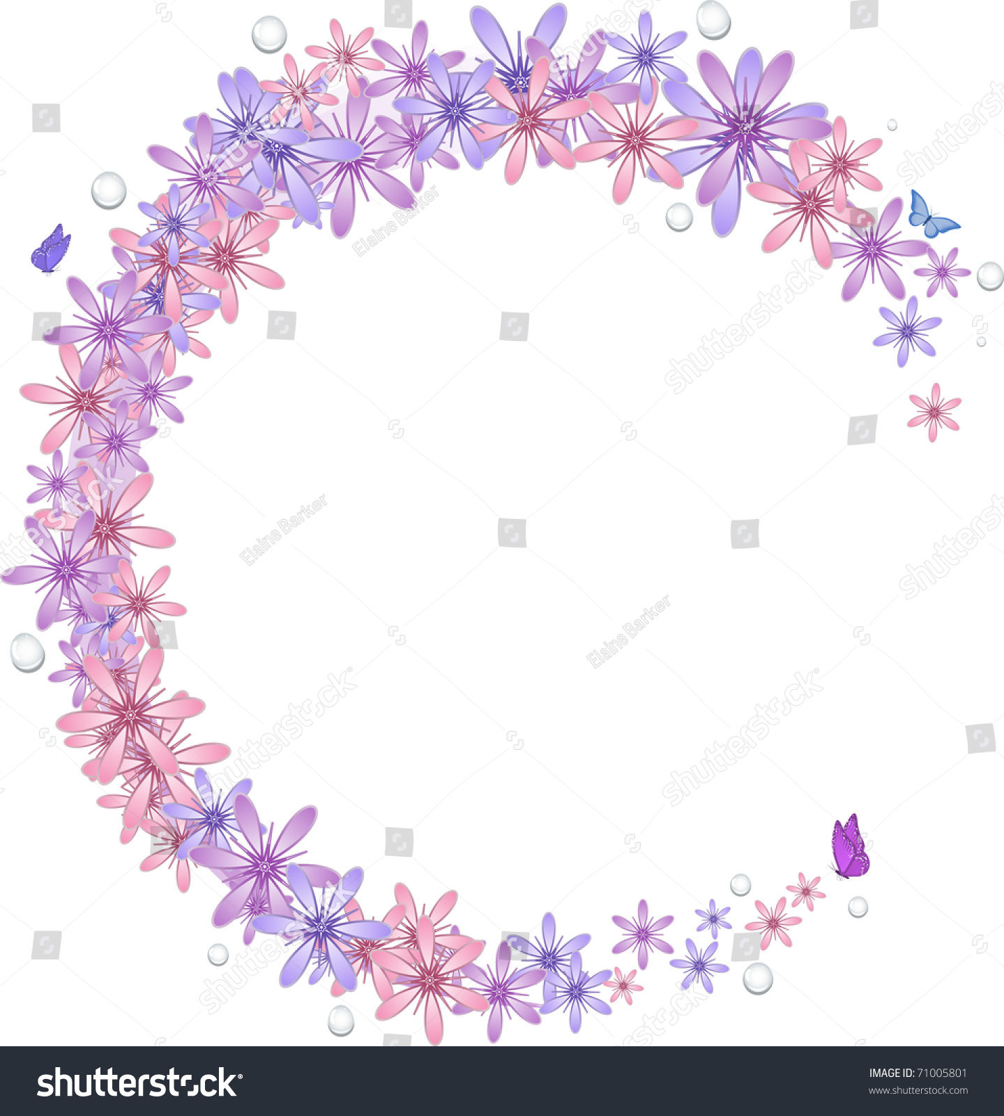 Spring Flower Border Butterflies Stock Vector (Royalty Free) 71005801 ...