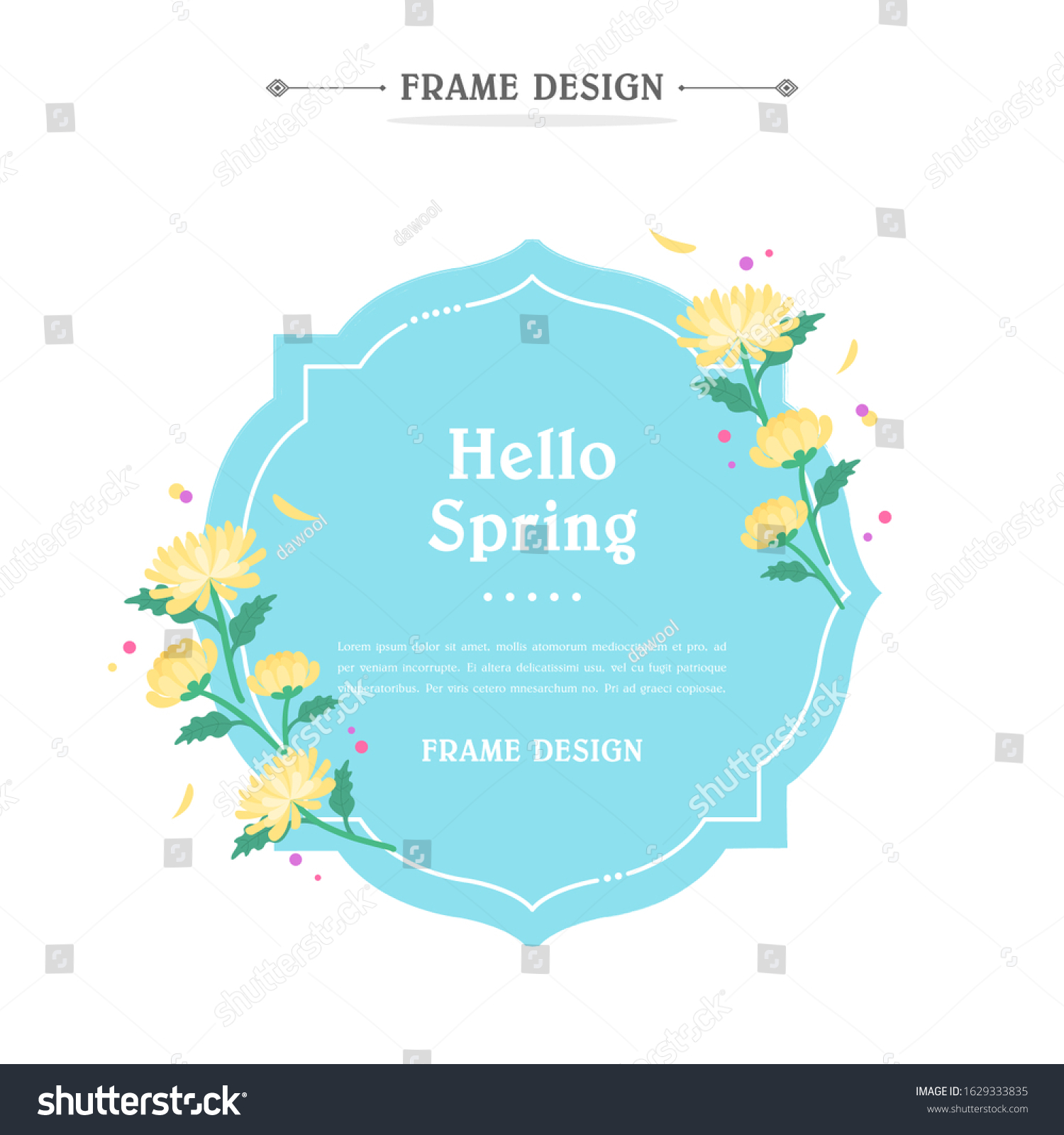 Spring Flower Line Frame Design Stock Vector (Royalty Free) 1629333835