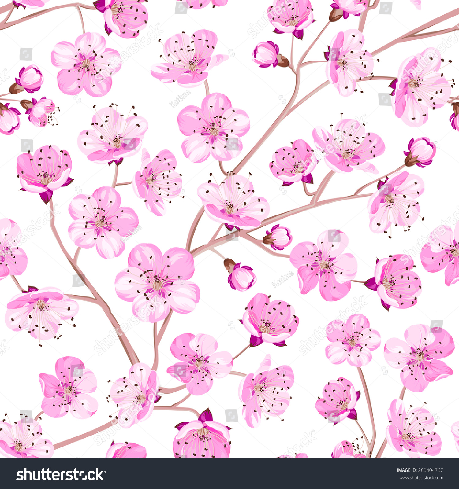 Spring Flowers Wallpaper Over White Background: vector de stock (libre ...