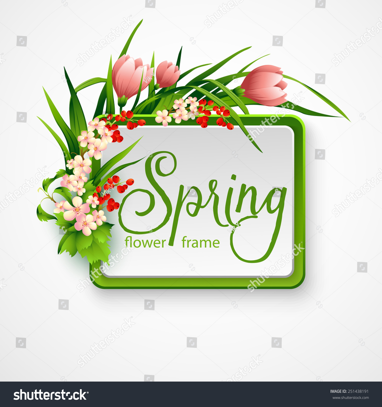 Spring Frame Flowers Vector Illustration Stock Vector (Royalty Free ...