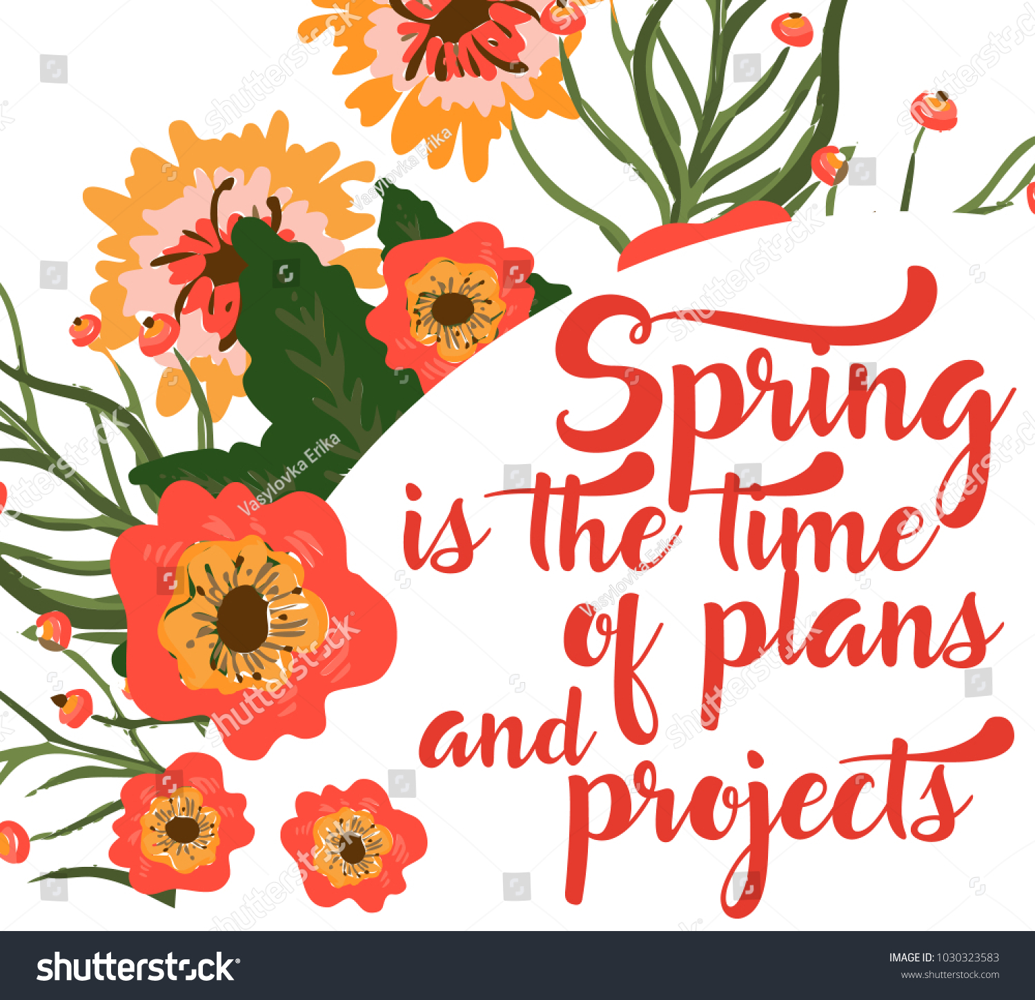 Spring Inspiration Quote Vector Typography Design Stock Vector (Royalty ...