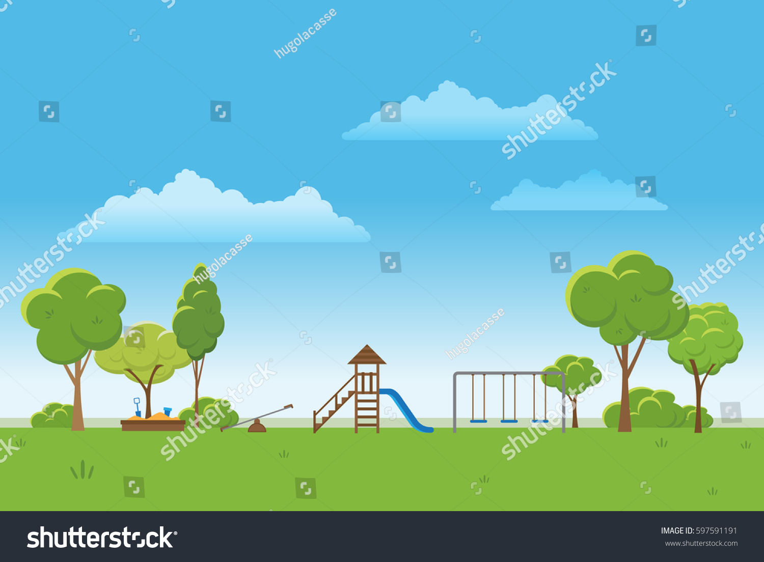 Spring Landscape Background Public Park Vector Stock Vector (Royalty ...
