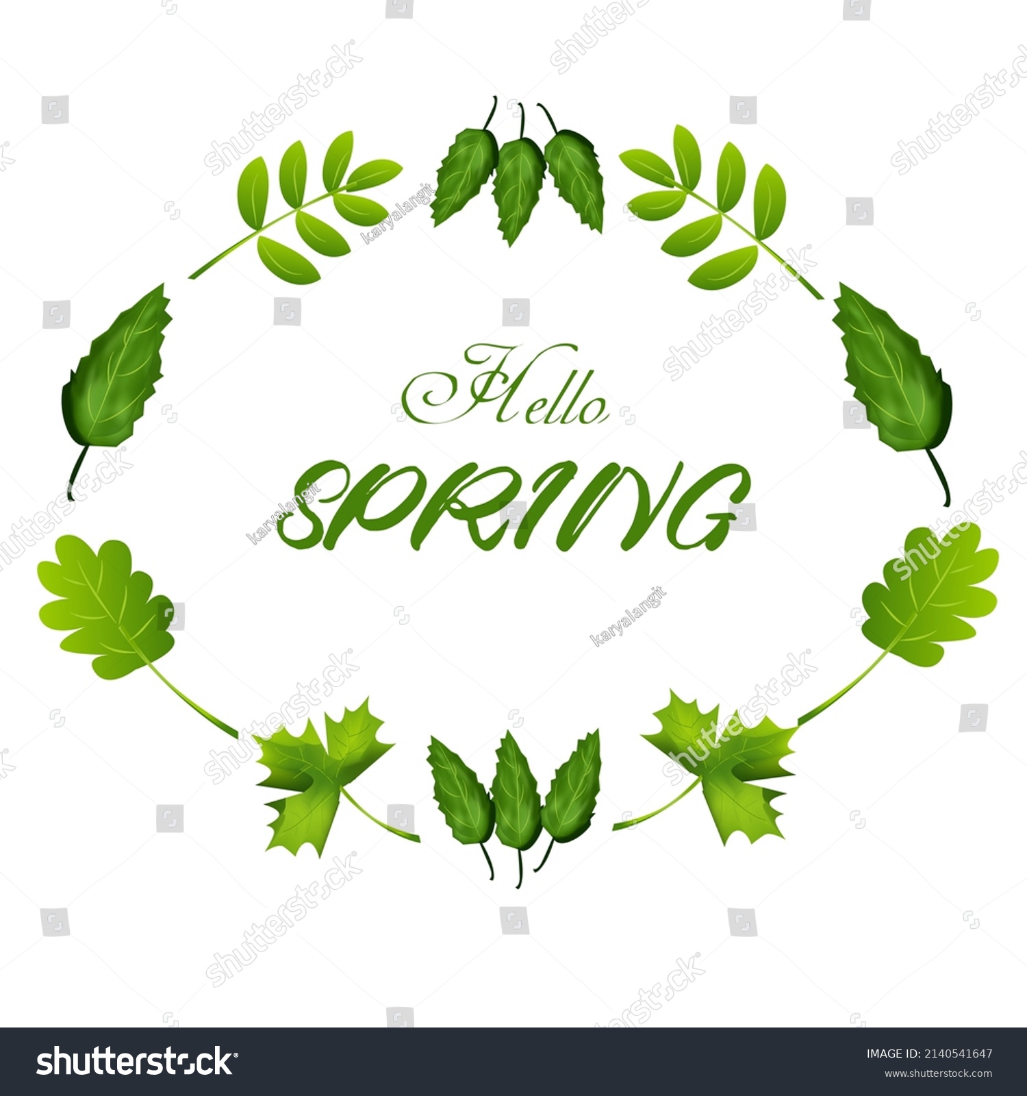 Spring Leaves Frame Border Vector Illustration Stock Vector (Royalty ...