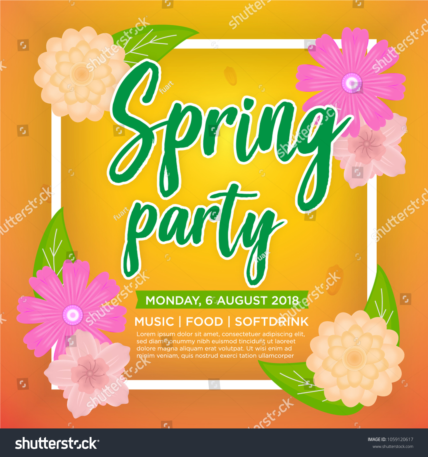 Spring Party Invitation Vard Stock Vector (Royalty Free) 1059120617 ...