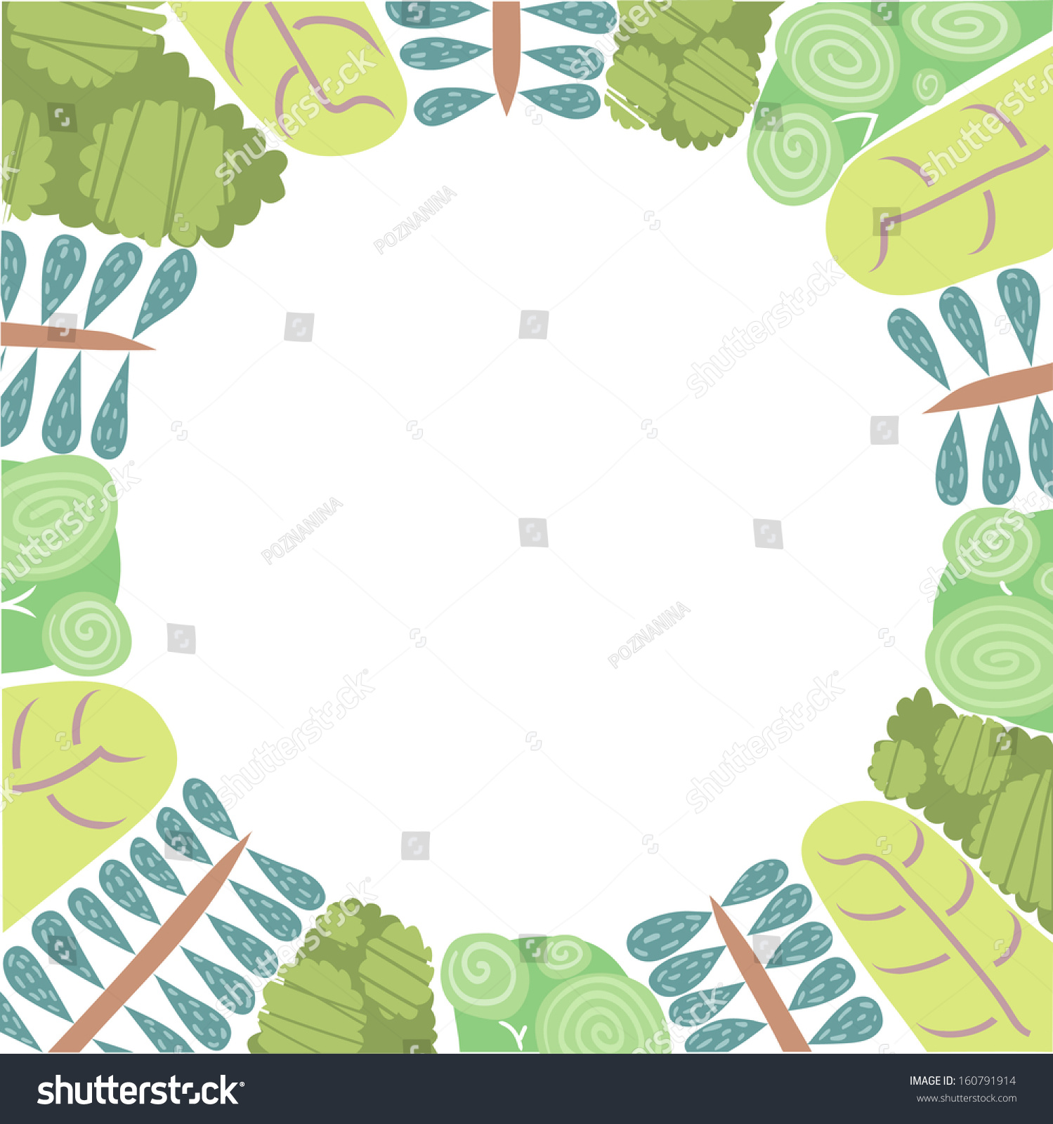 Spring Round Frame Trees Stock Vector (Royalty Free) 160791914 ...