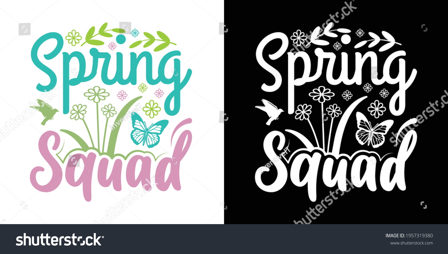 Spring Squad Printable Vector Illustration Stock Vector (Royalty Free ...
