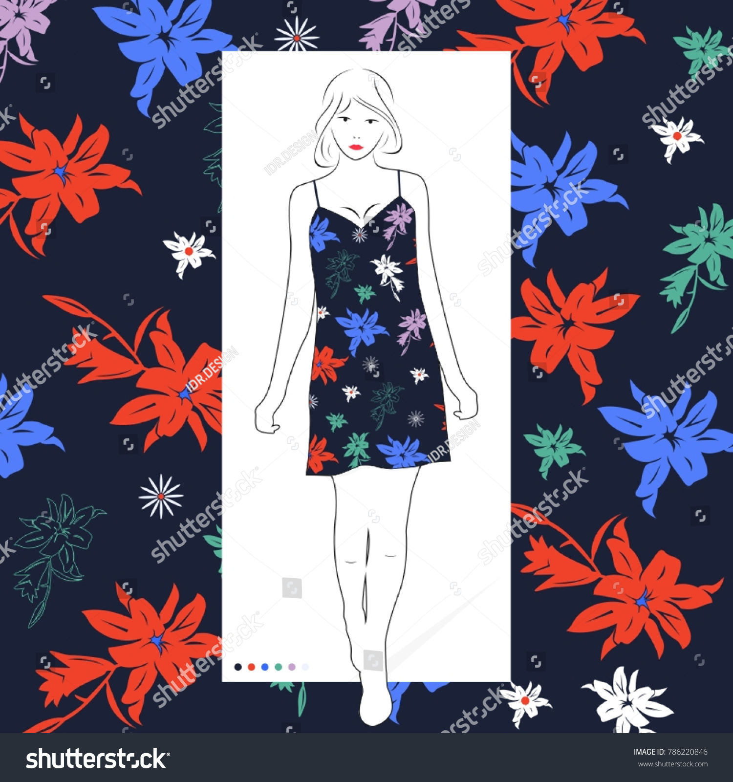 Spring Summer Pattern Style Dress Template Stock Vector (Royalty Free ...