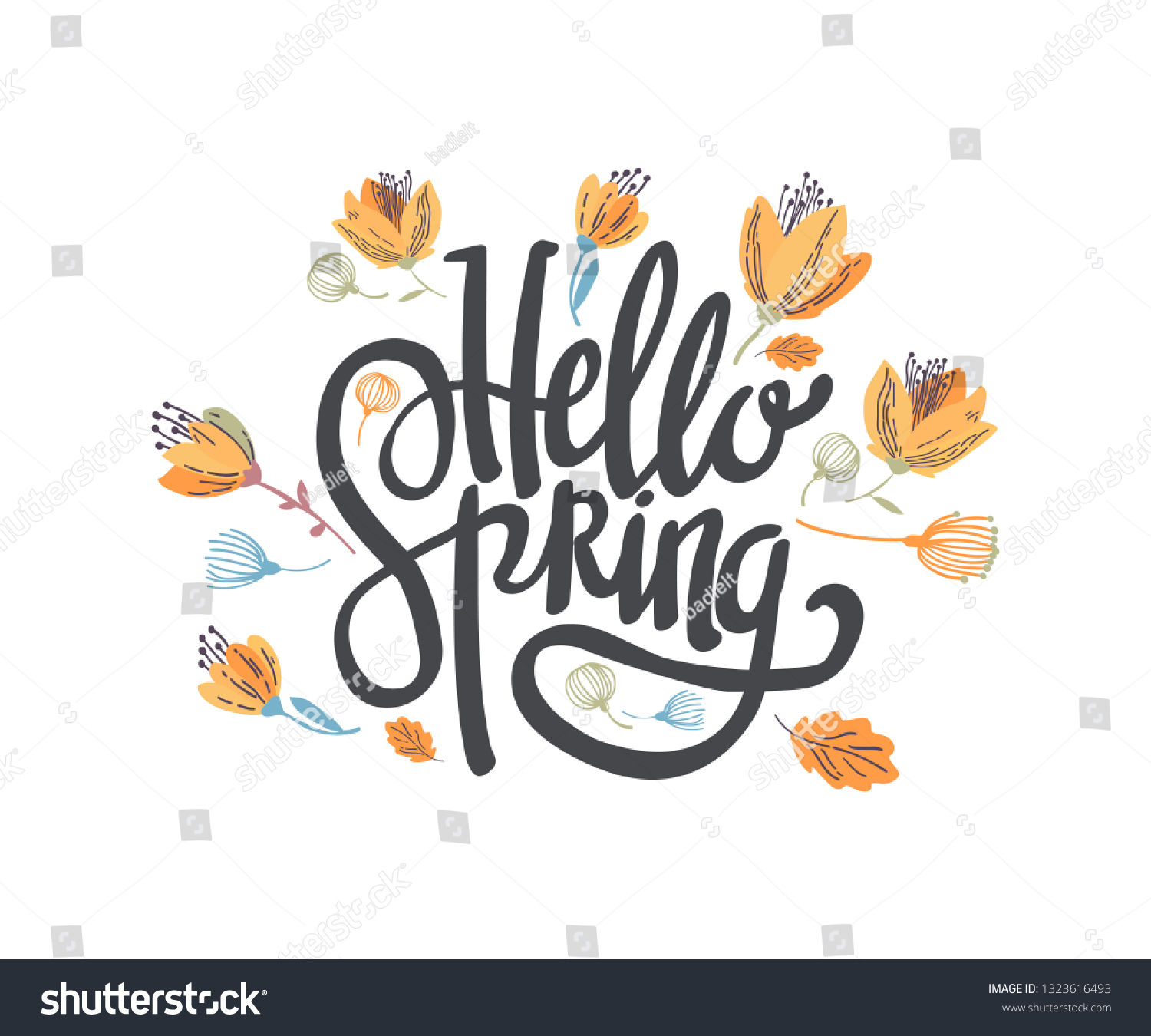 Spring Theme Background Design Hand Lettering Stock Vector (Royalty ...