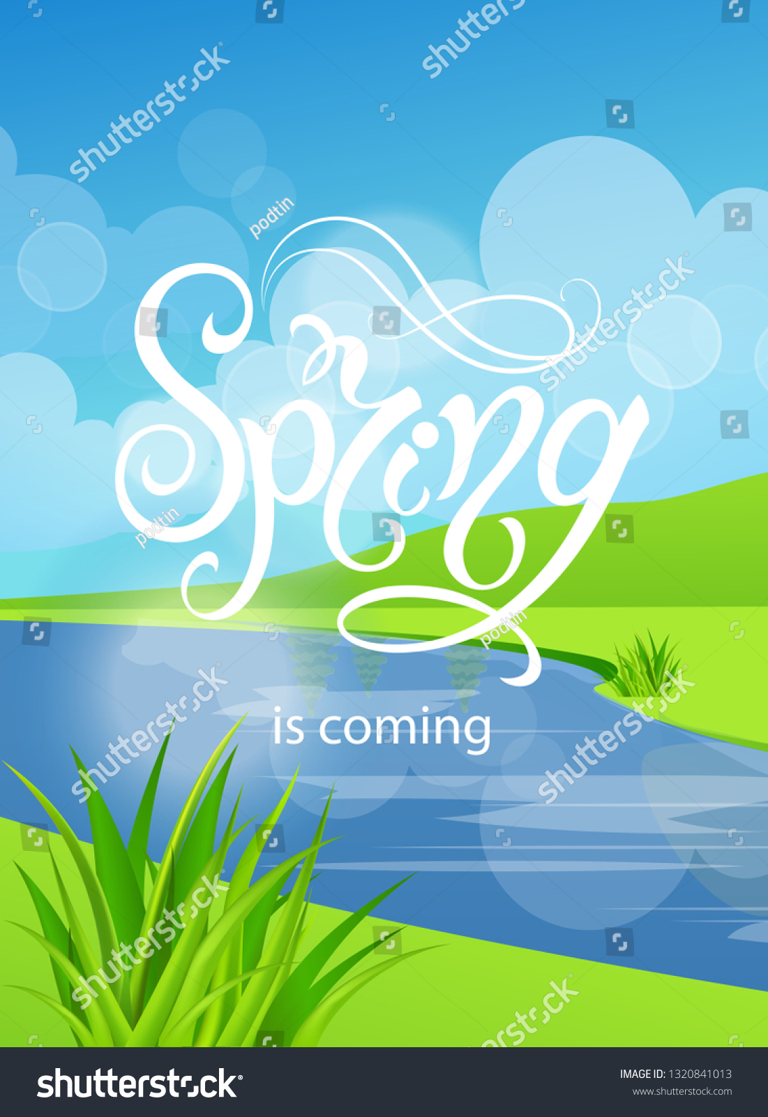 Spring Time Handwritten Calligraphy Lettering Grass Stock Vector ...