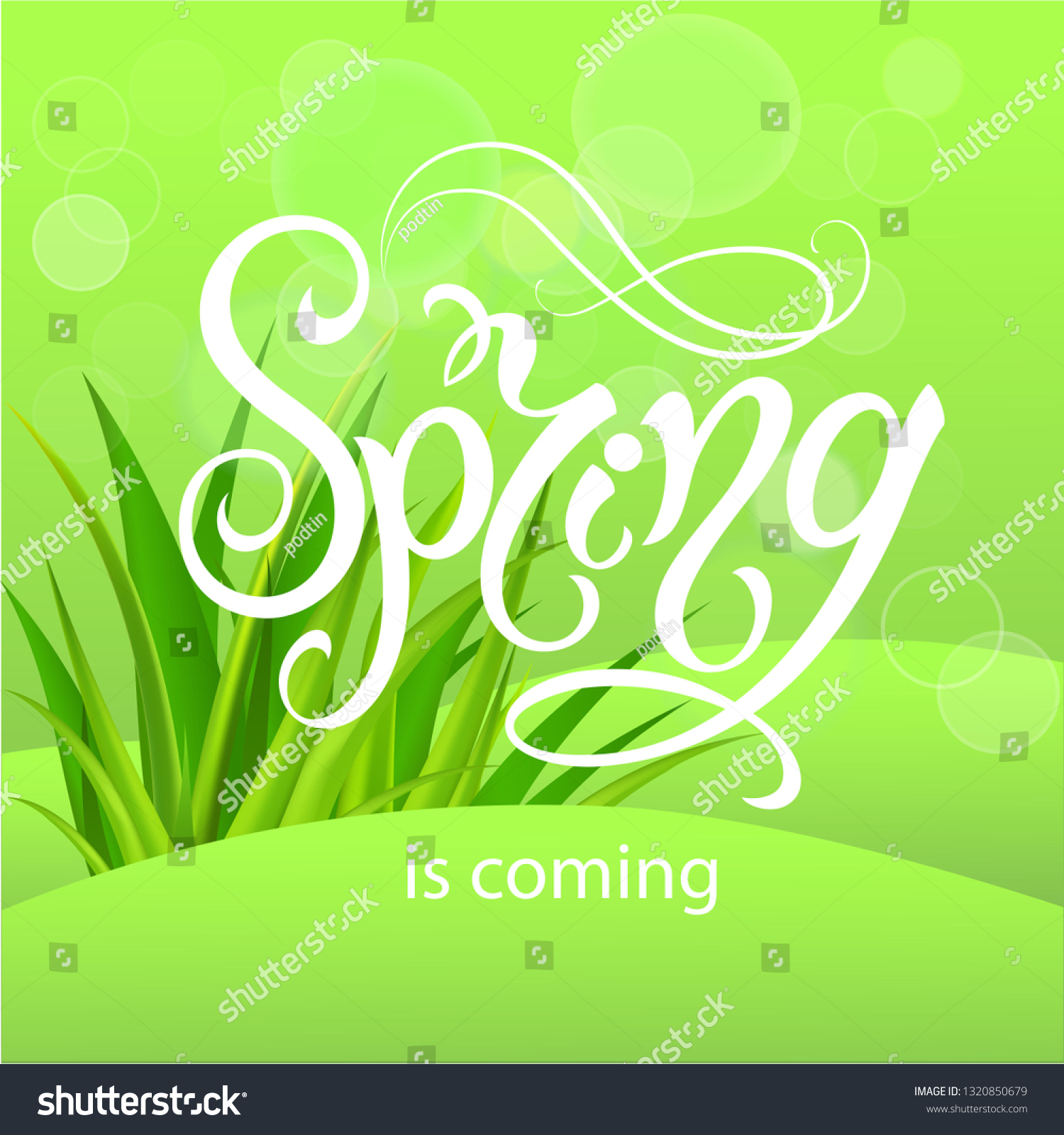 Spring Time Handwritten Calligraphy Lettering Grass Stock Vector ...