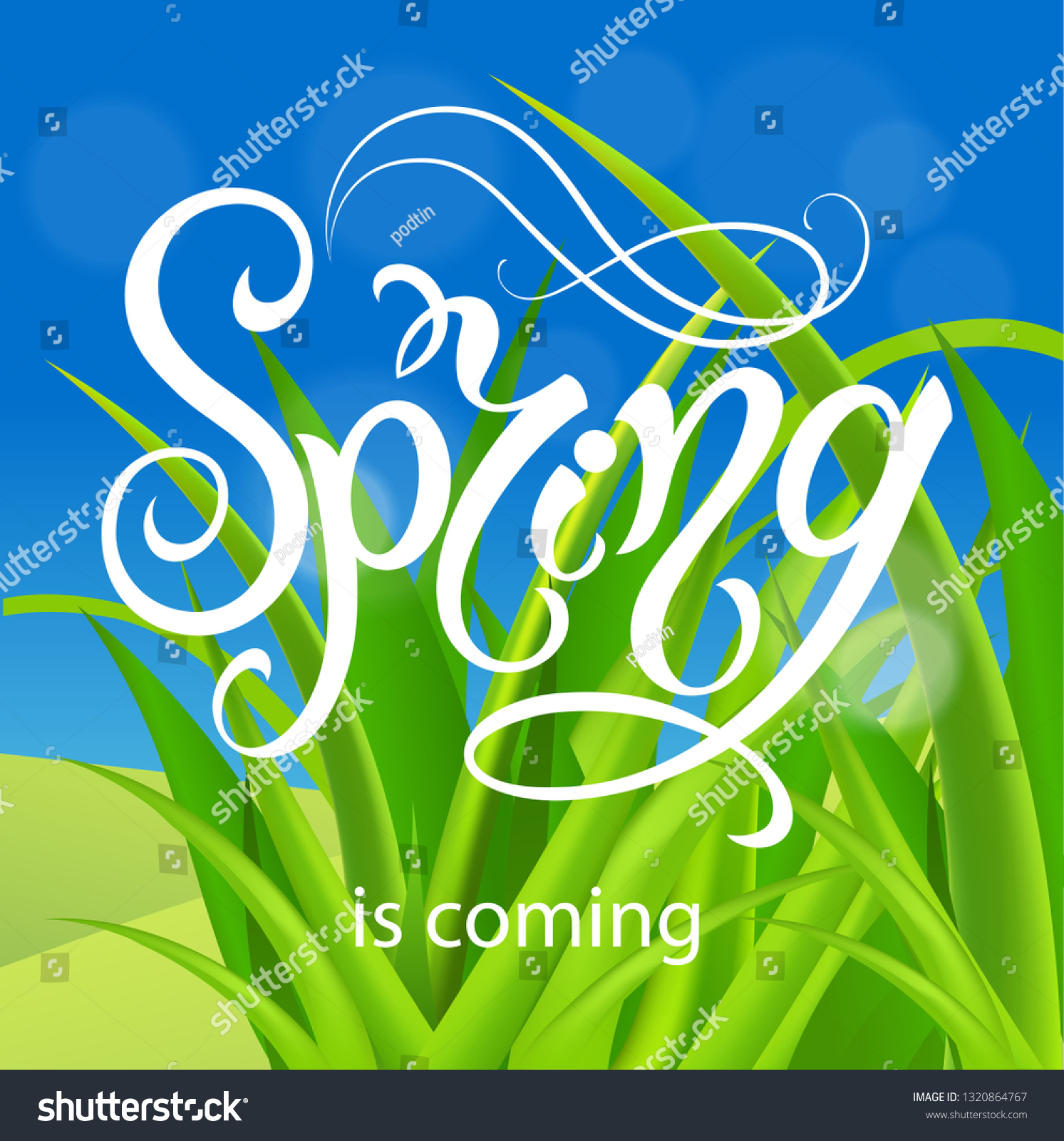 Spring Time Handwritten Calligraphy Lettering Grass Stock Vector ...
