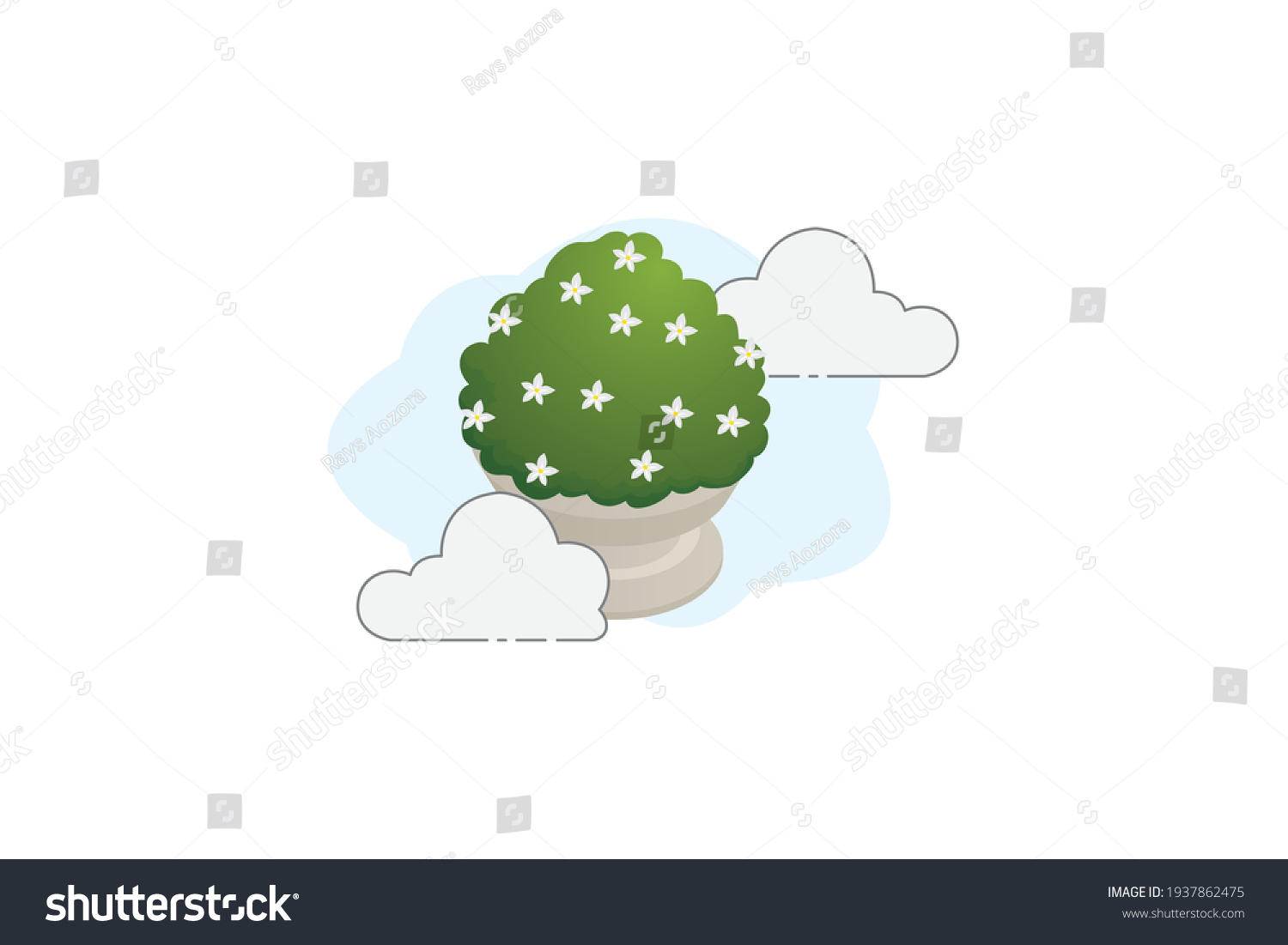 Spring White Flower Underbrush Cloud Icon Stock Vector (Royalty Free ...