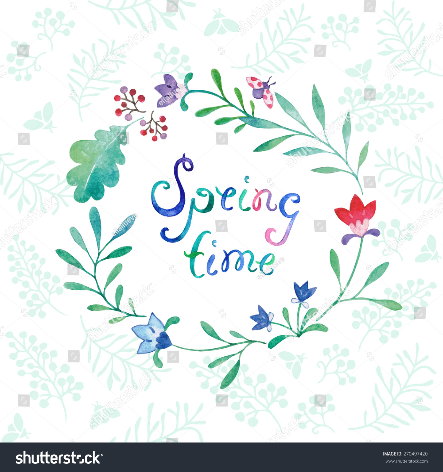Springtime Watercolor Vector Wreath Stock Vector (Royalty Free ...