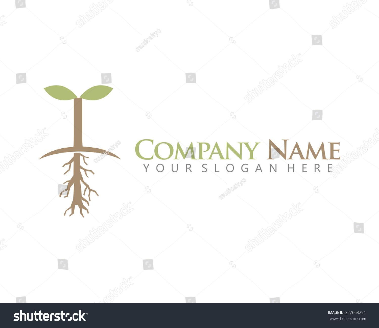 Vektor Stok Sprout Shoot Root Vector Logo Image (Tanpa Royalti ...