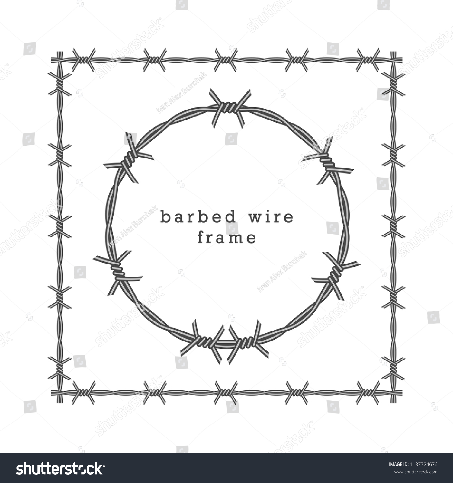 Square Circle Barbed Wire Frames Vector Stock Vector (Royalty Free ...