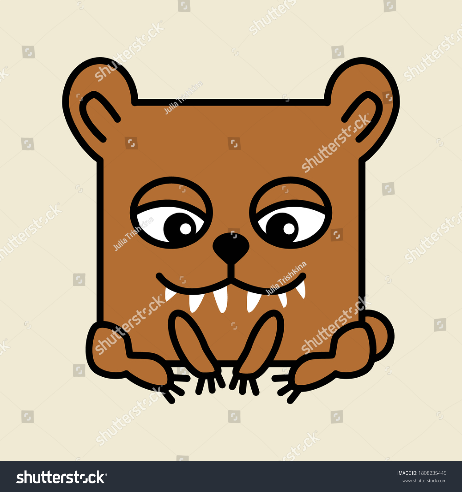 Square Bear Funny Cartoon Flat Stock Vector (Royalty Free) 1808235445 ...
