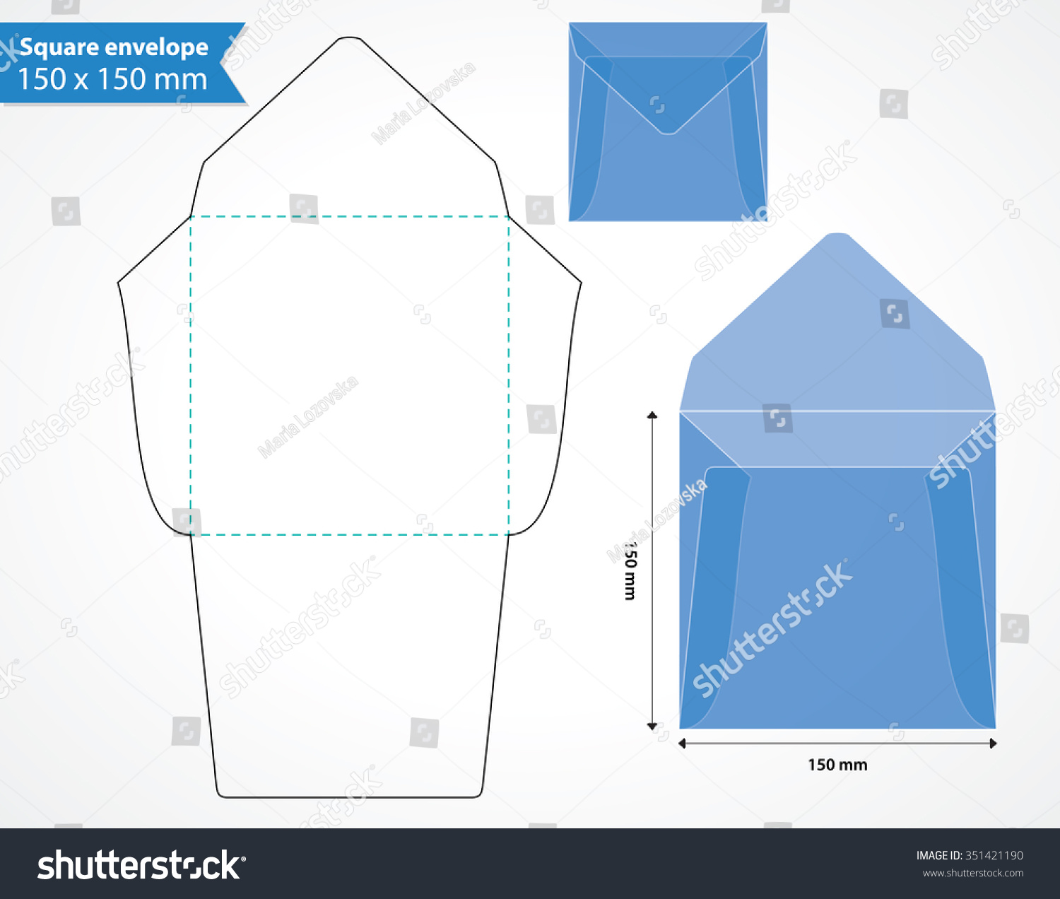 Square Die Cut Envelope Mock Up 스톡 벡터(사용료 없음) 351421190 - Shutterstock