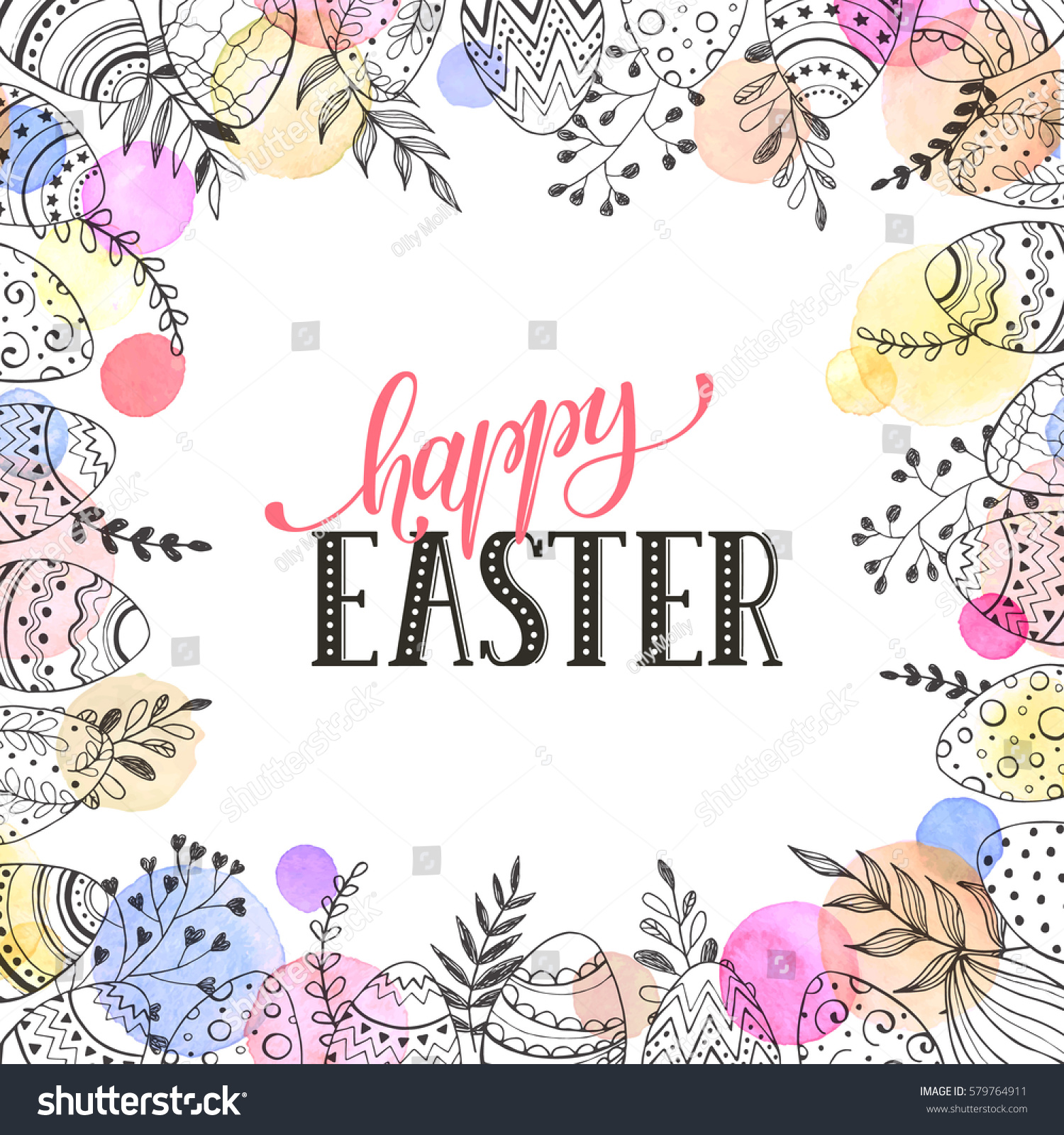 Square Frame Composition Easter Eggs Hand庫存向量圖（免版稅）579764911 | Shutterstock