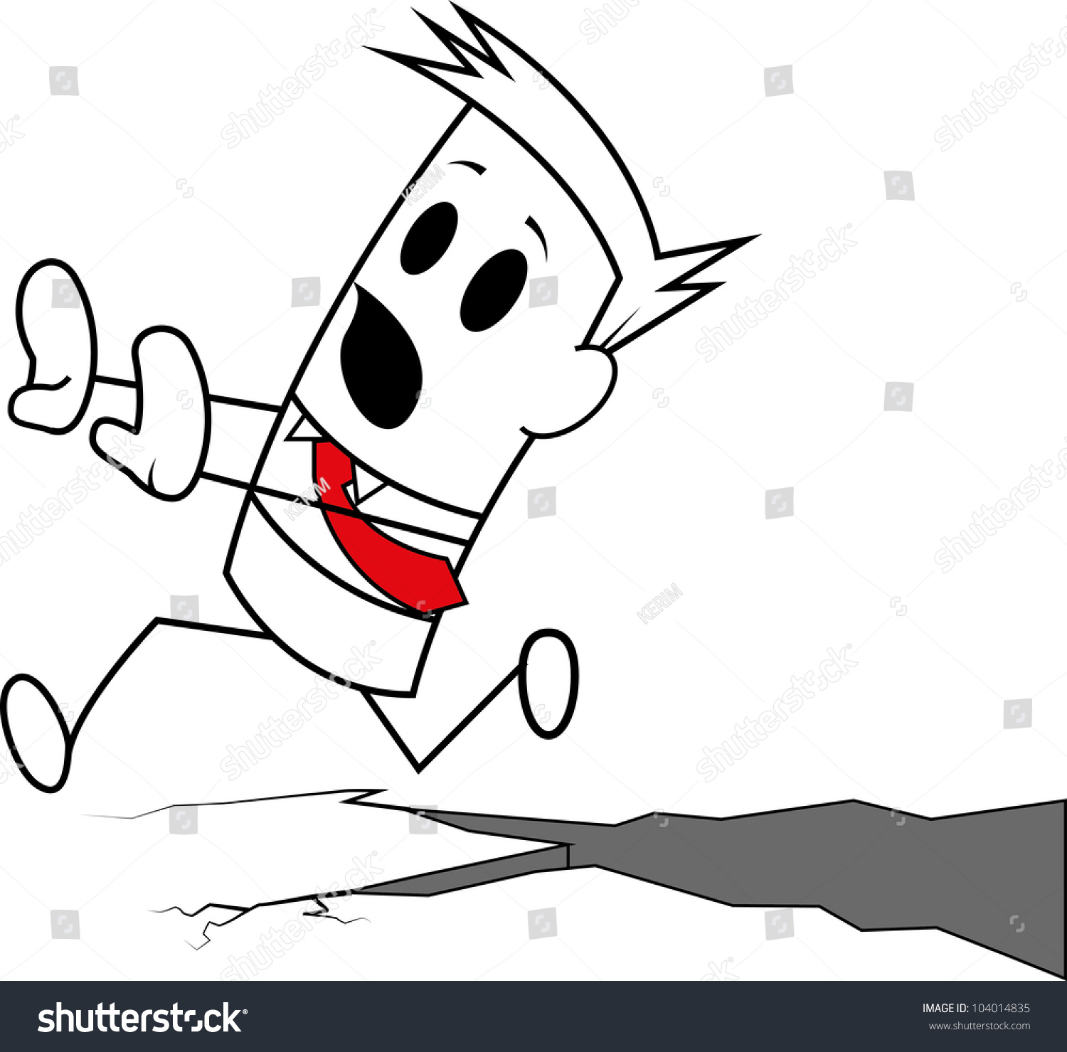 Square Guy Running Away Earthquake Stock Vector (Royalty Free) 104014835