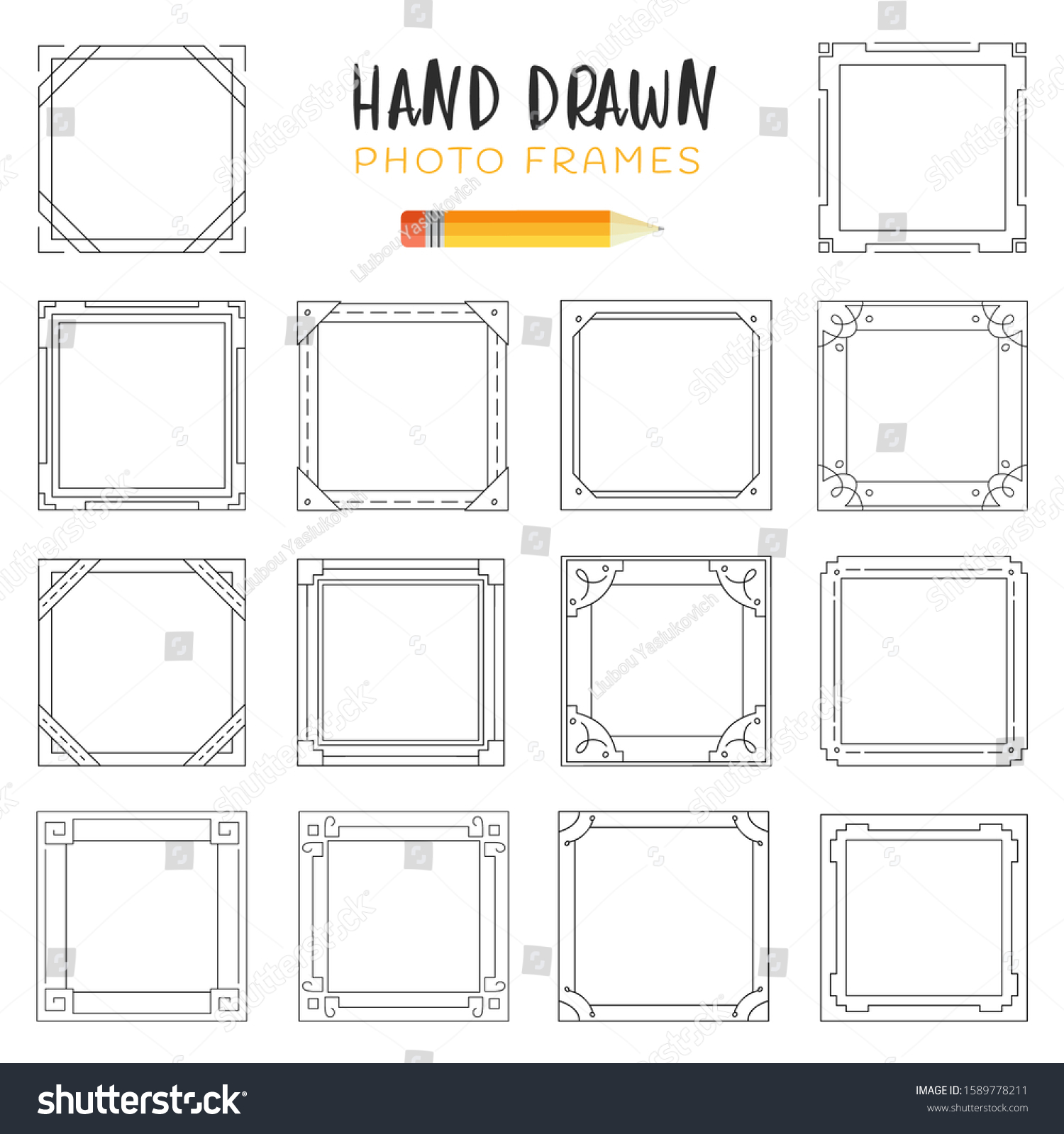 Square Handdrawn Vector Illustrations Vector Template Stock Vector ...