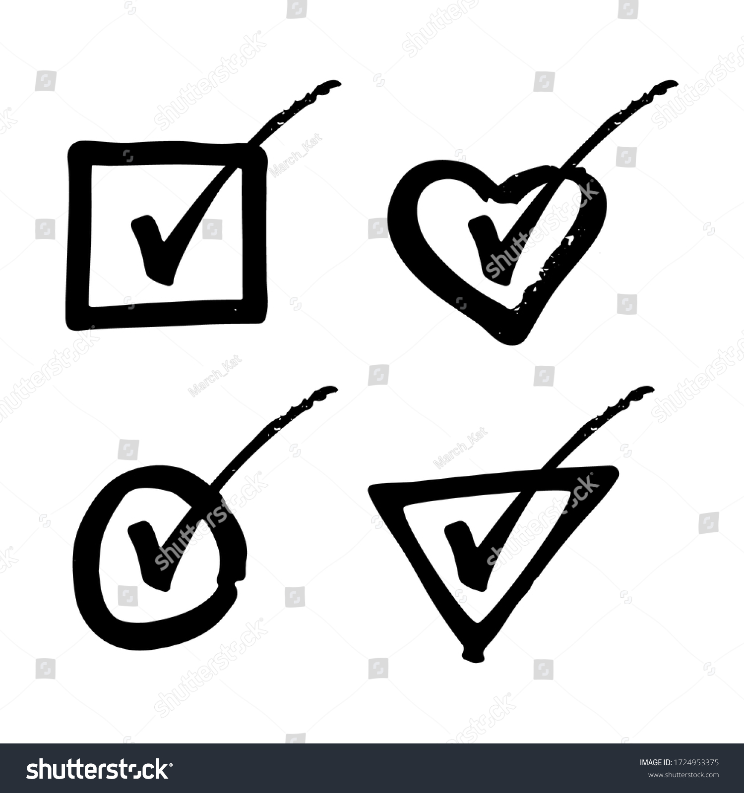Square Heart Circle Triangle Checkmark Inside Stock Vector (Royalty ...