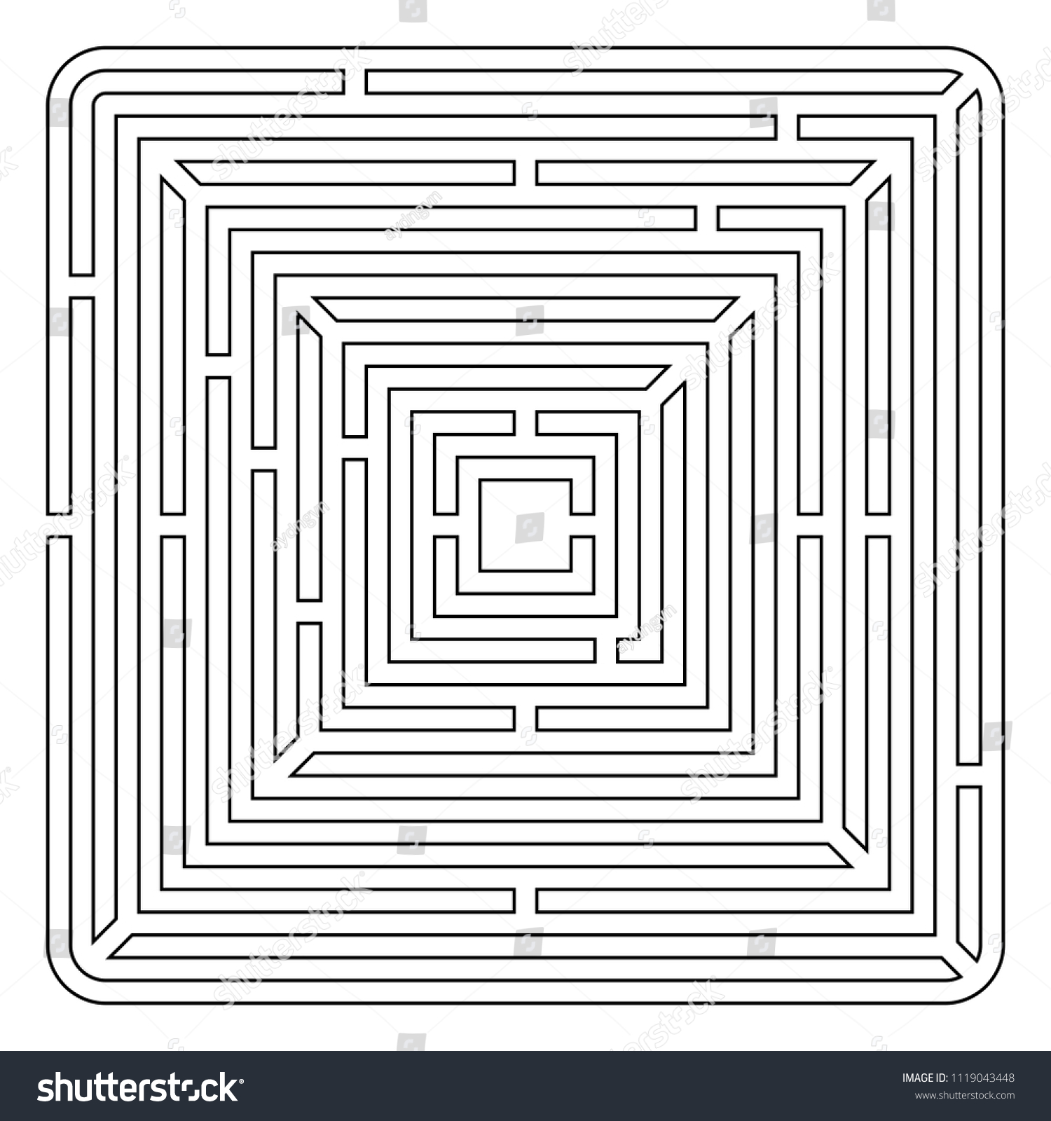 Square Labyrinth Vector Maze Game Illustration Stock Vector (Royalty ...