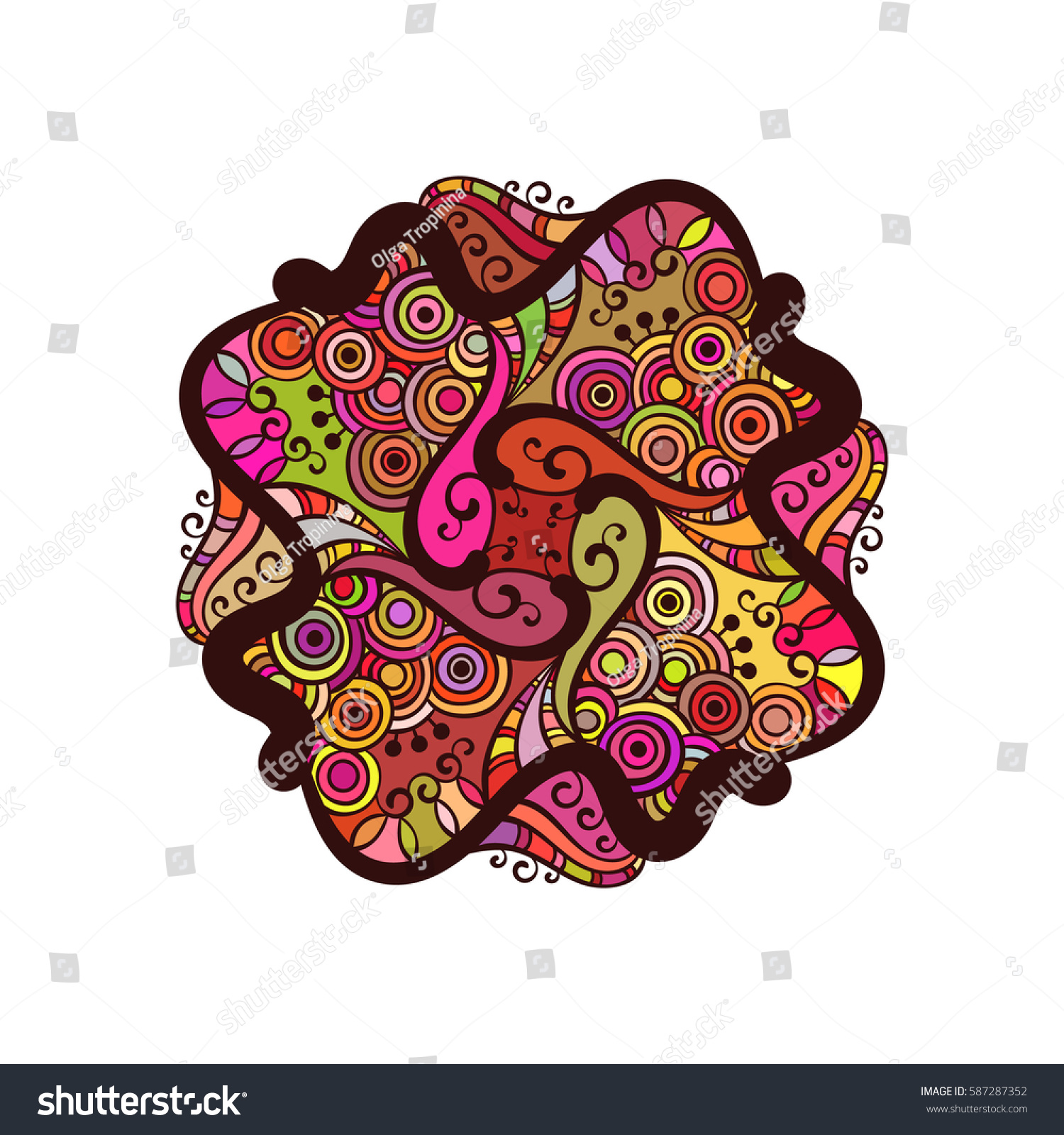 Square Multicolored Mandala Isolated Design Element Stock Vector ...