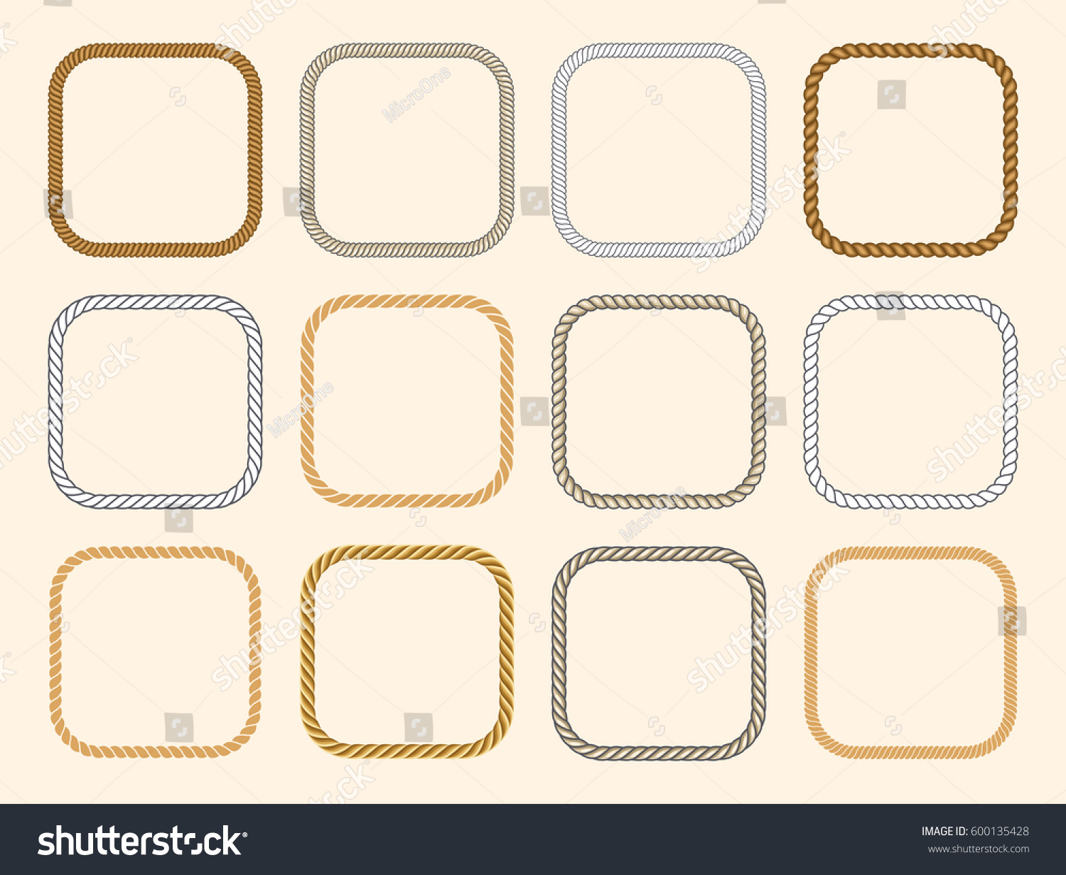 Square Nautical Ropes Vector Frames Set: เวกเตอร์สต็อก (ปลอดค่า ...