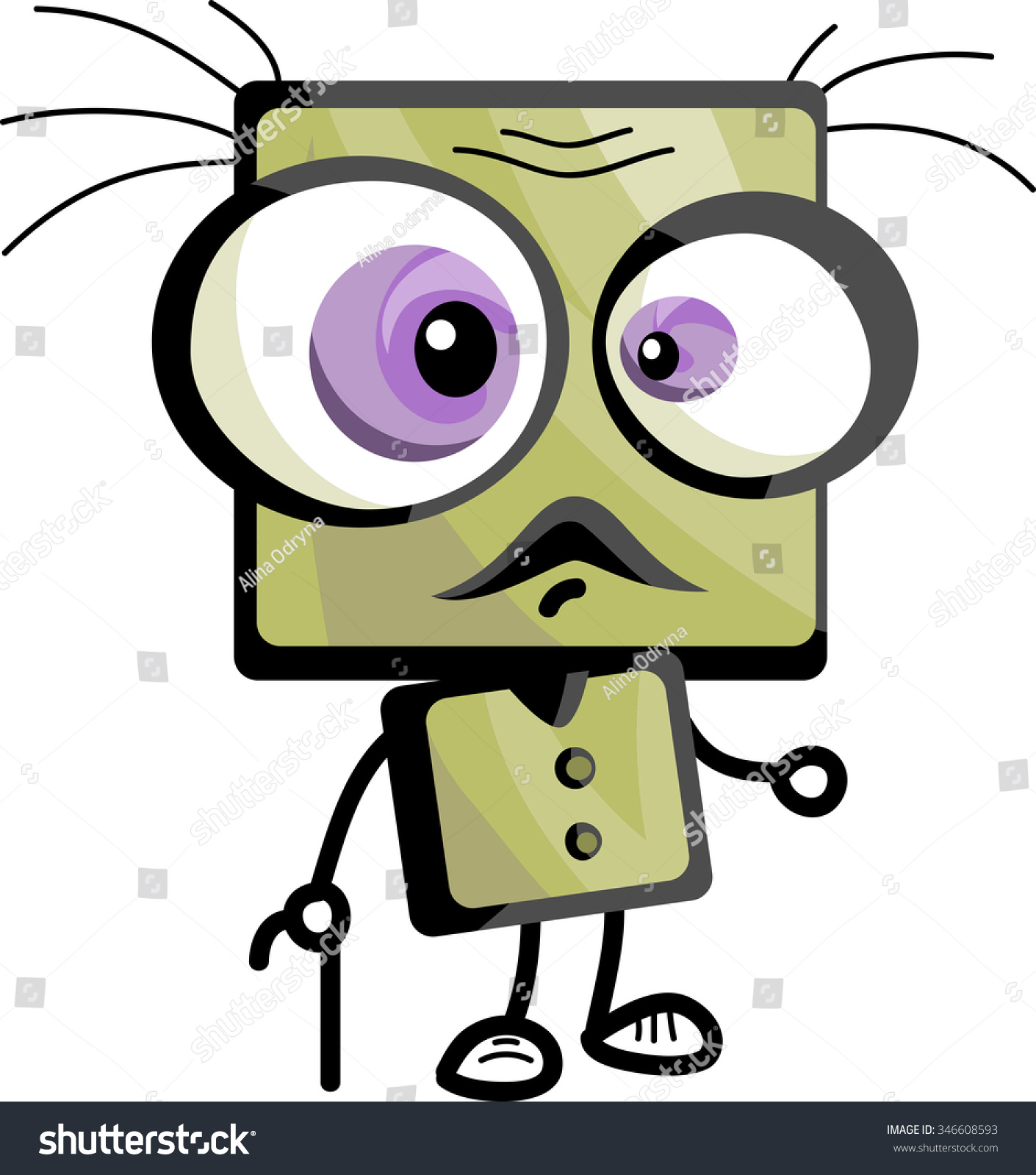 Square Old Man Vector Illustration Cartoon Stock Vector (Royalty Free ...