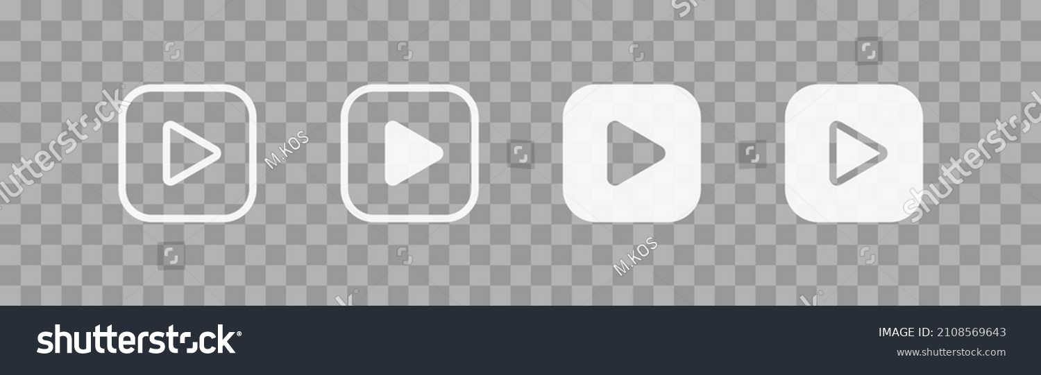 Square Play Button On Transparent Background Stock Vector (Royalty Free ...