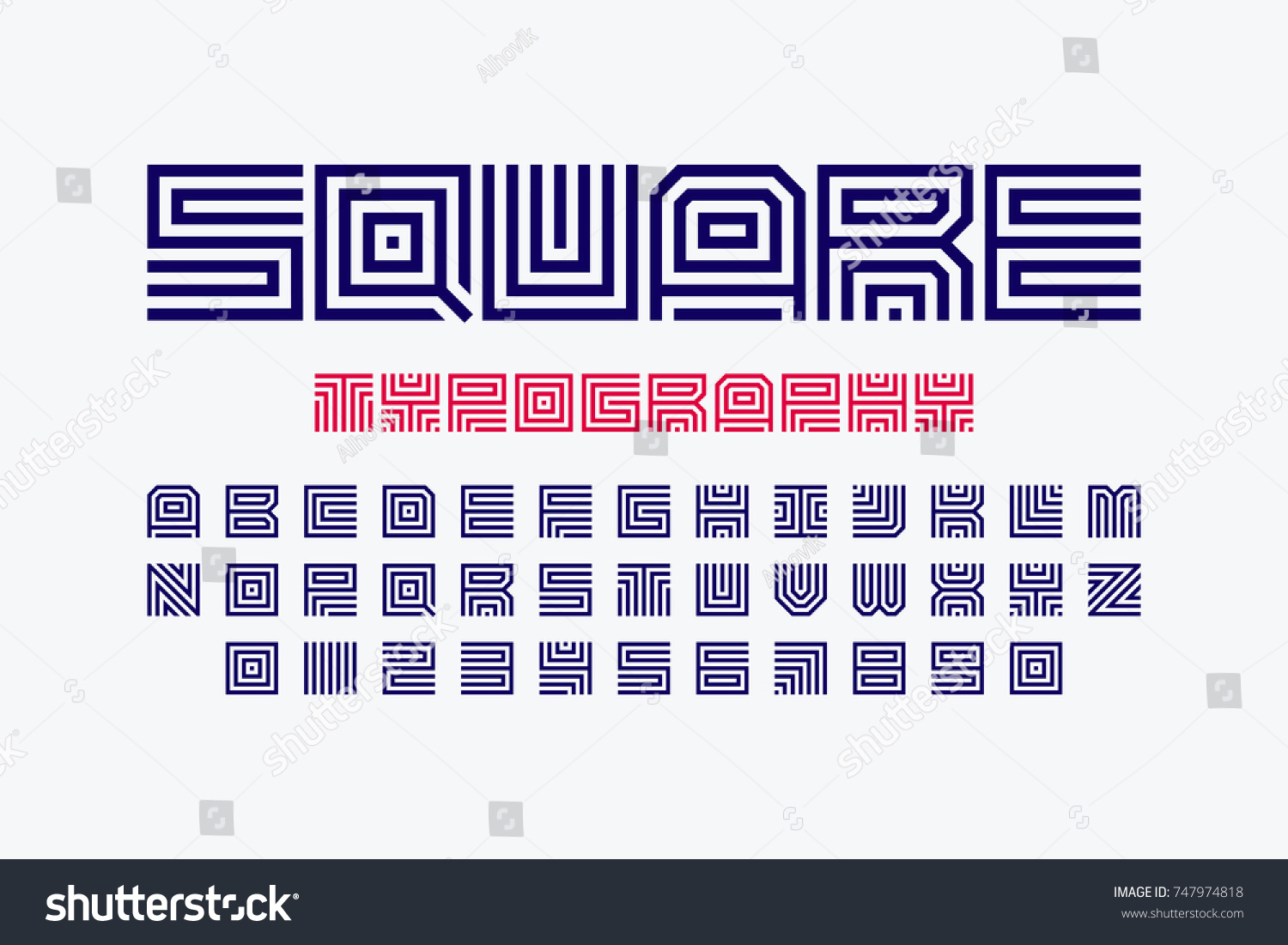 Square Shape Letters Linear Font Vector: vetor stock (livre de direitos ...