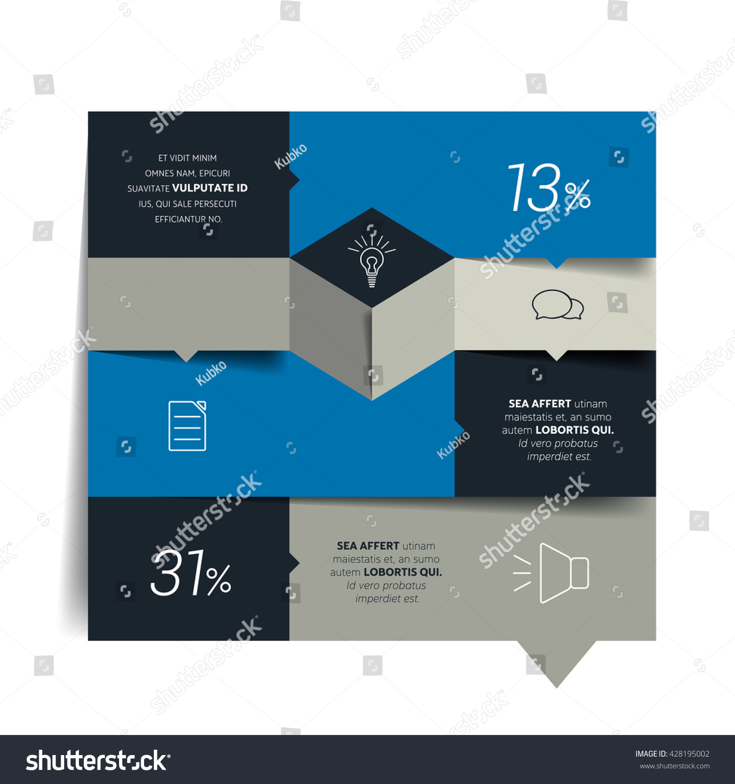 Square Template Infographic Banner Diagram Flat Stock Vector (Royalty ...