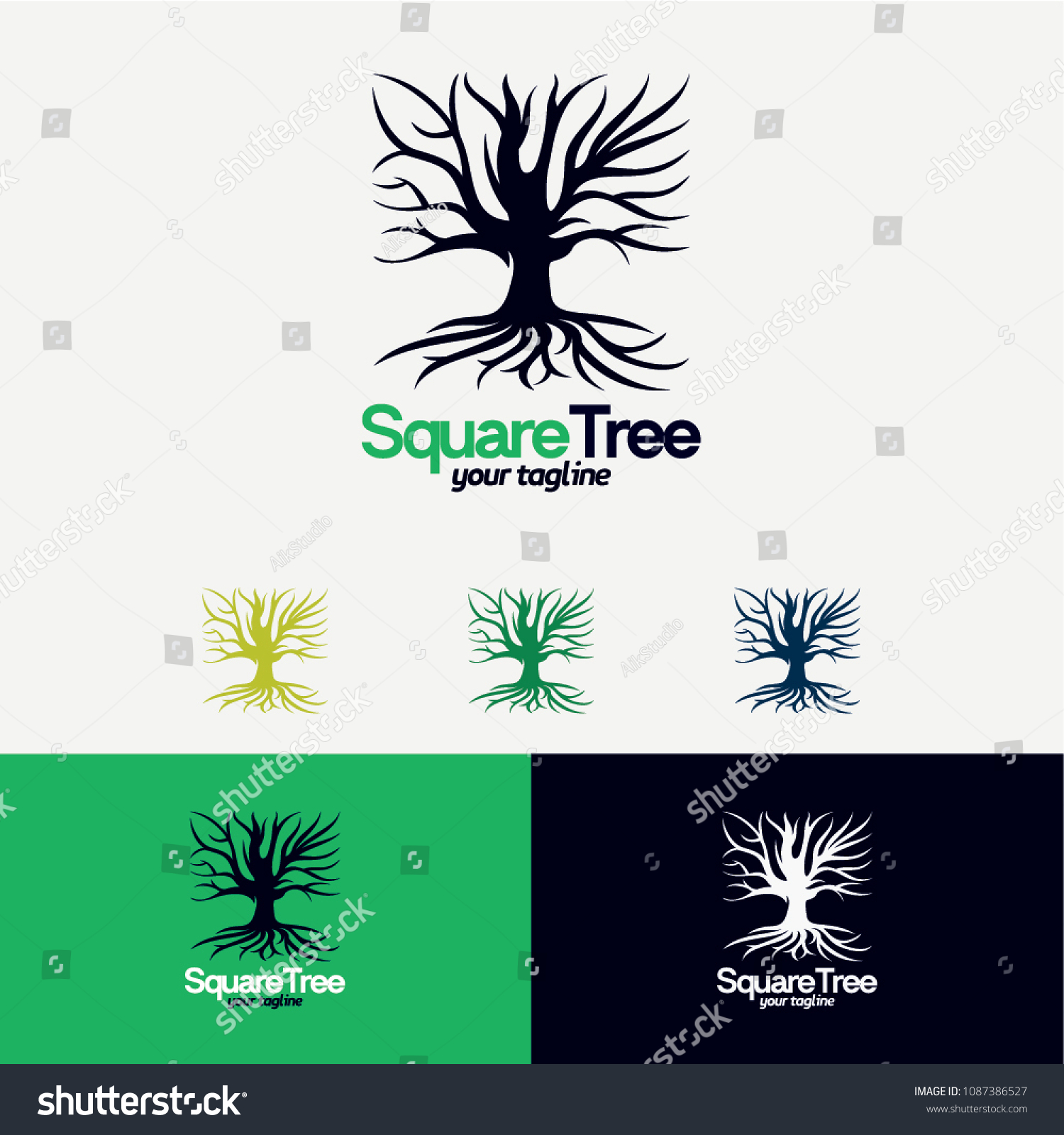 Square Tree Logo Designs Template Stock Vector (Royalty Free ...