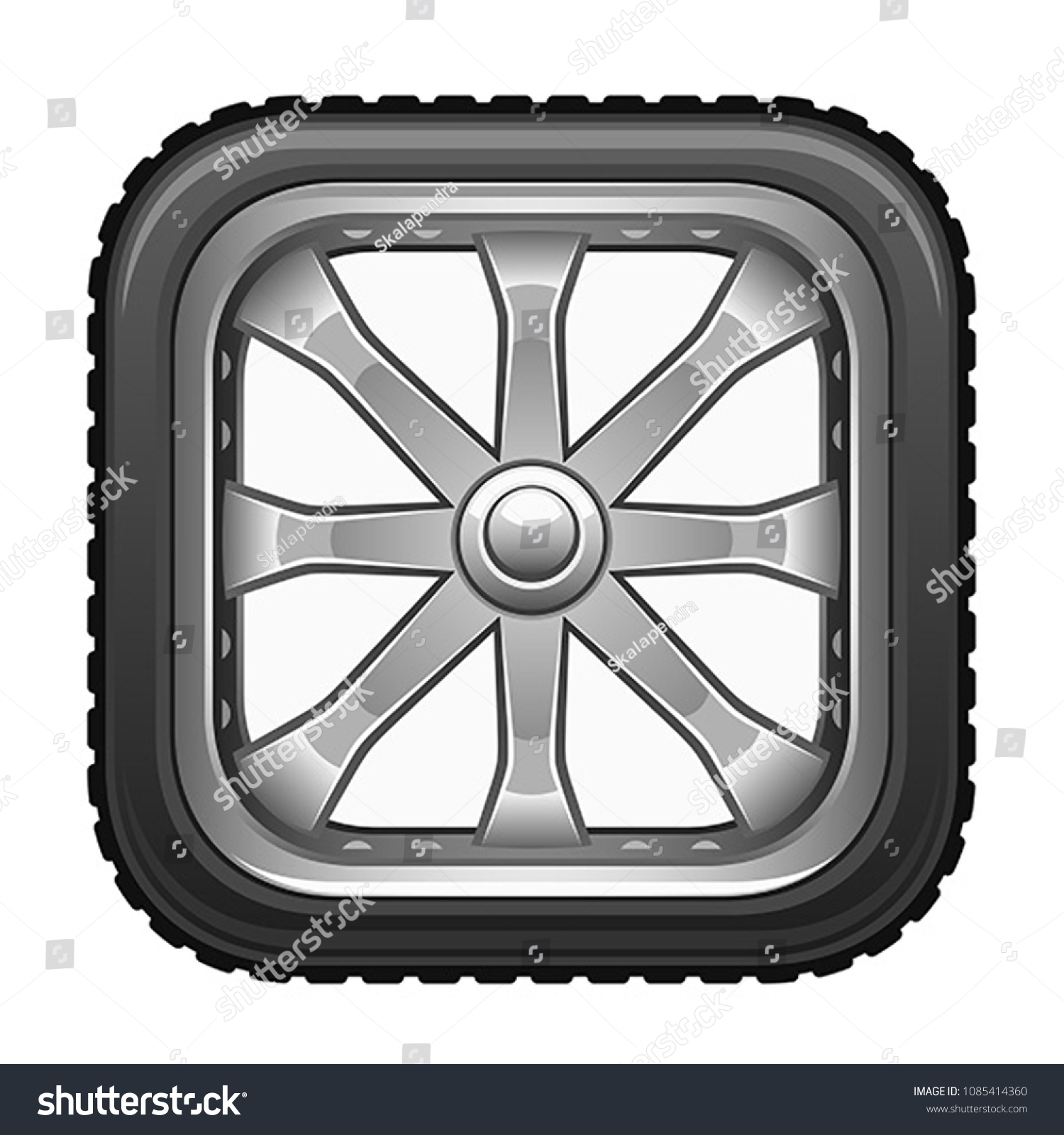 Square Wheel On White Background Stock Vector (Royalty Free) 1085414360 ...