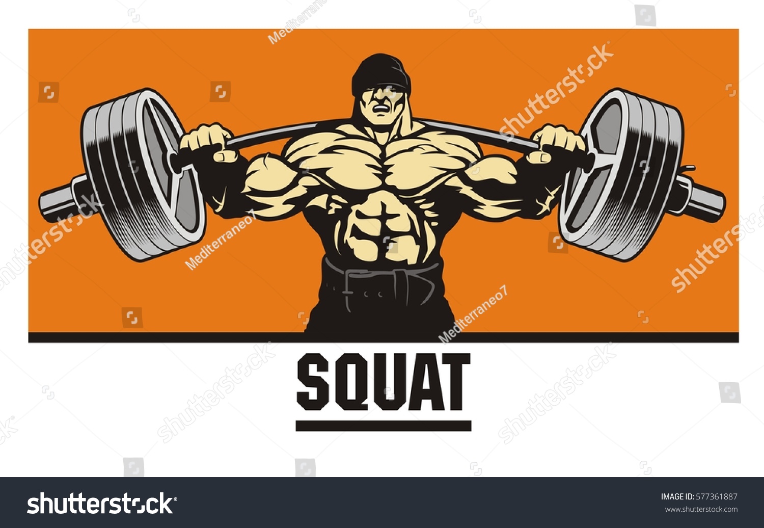Squat Powerlifter Bodybuilder Barbell Vector Image: Vector có sẵn (miễn ...