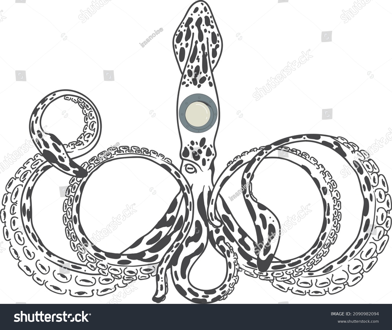 Squid Rocket Illustration Ready Launch Stock Vector (Royalty Free ...