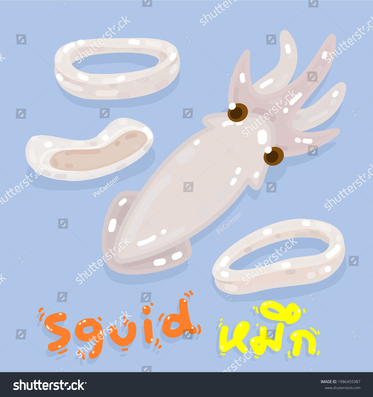 Squid Thai Language Mean Stock Vector (Royalty Free) 1986455987 ...