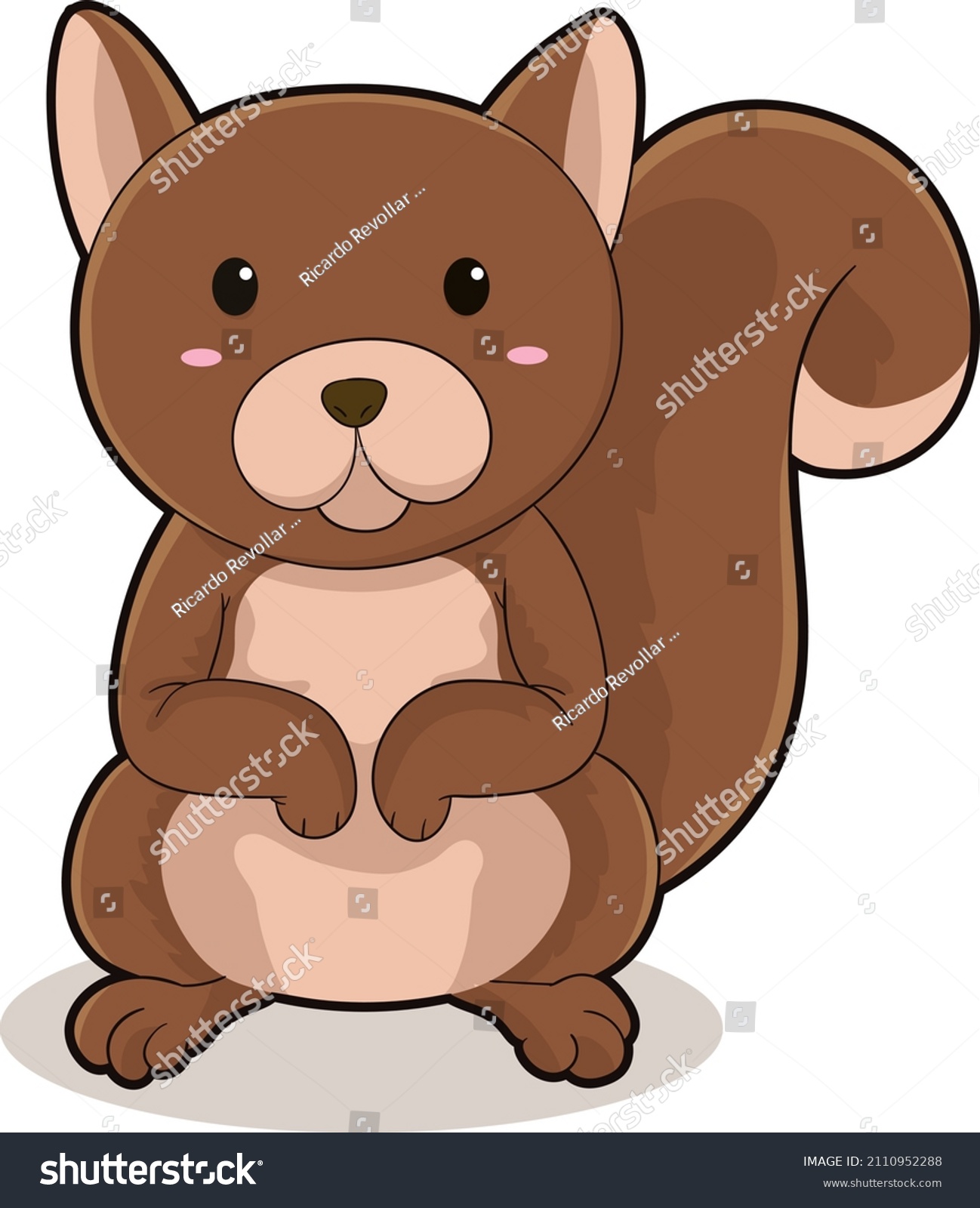 Squirrel Front View White Background Stock Vector (Royalty Free) 2110952288