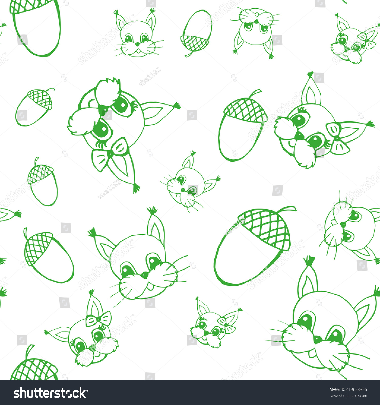 Squirrel Acorn Pattern Stock Vector (Royalty Free) 419623396