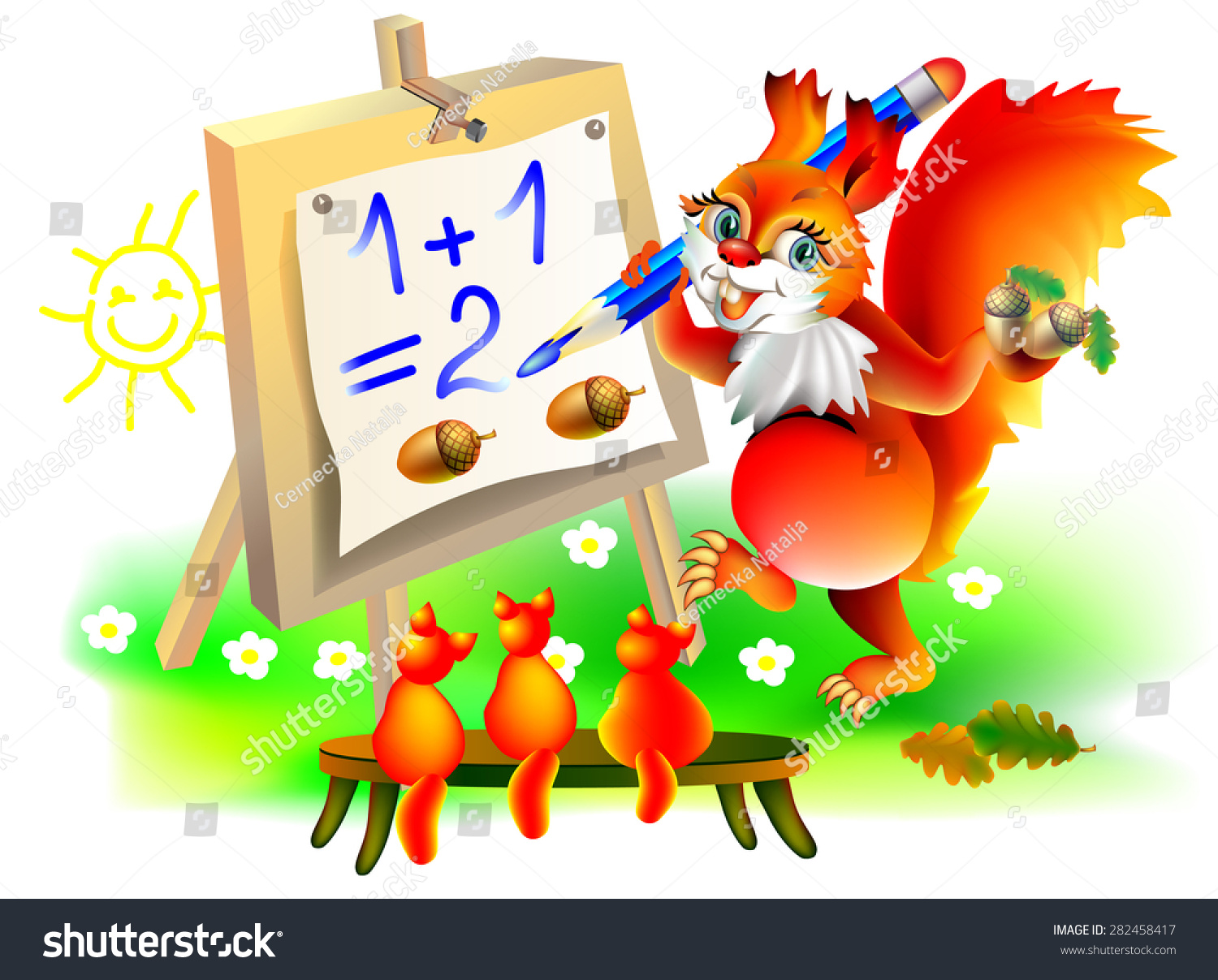 Squirrels Learning Count Numbers Vector Cartoon Stock Vector (Royalty ...