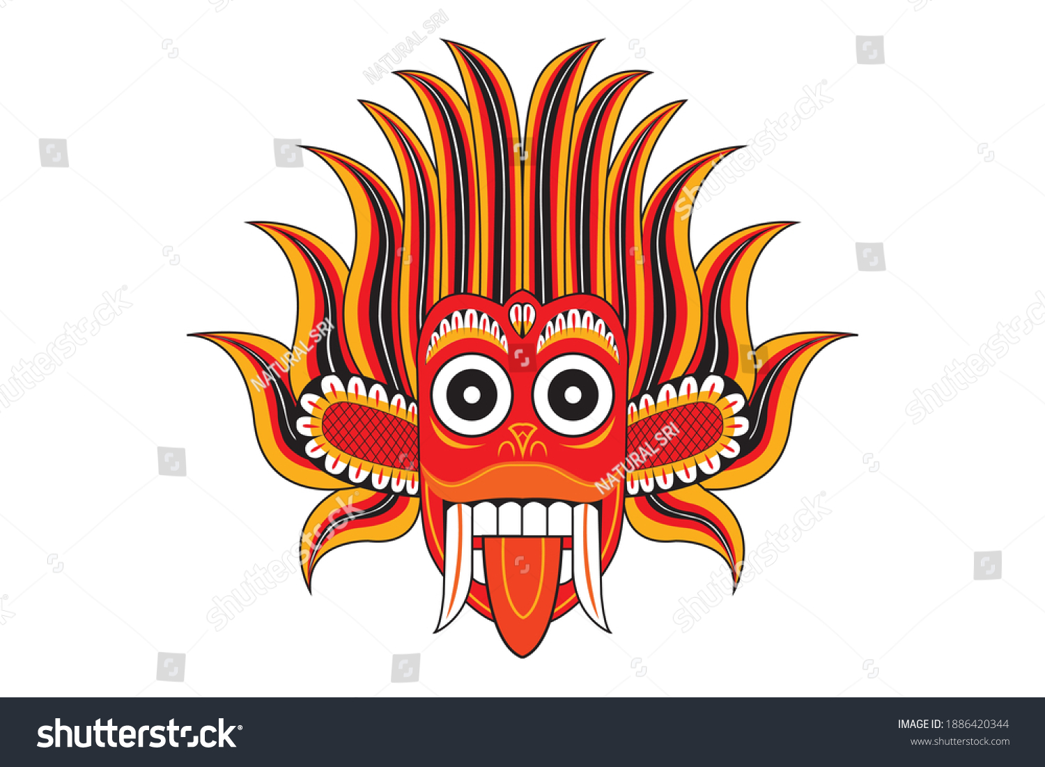 Sri Lankan Dancing Devil Mask Isolated Stock Vector (Royalty Free ...