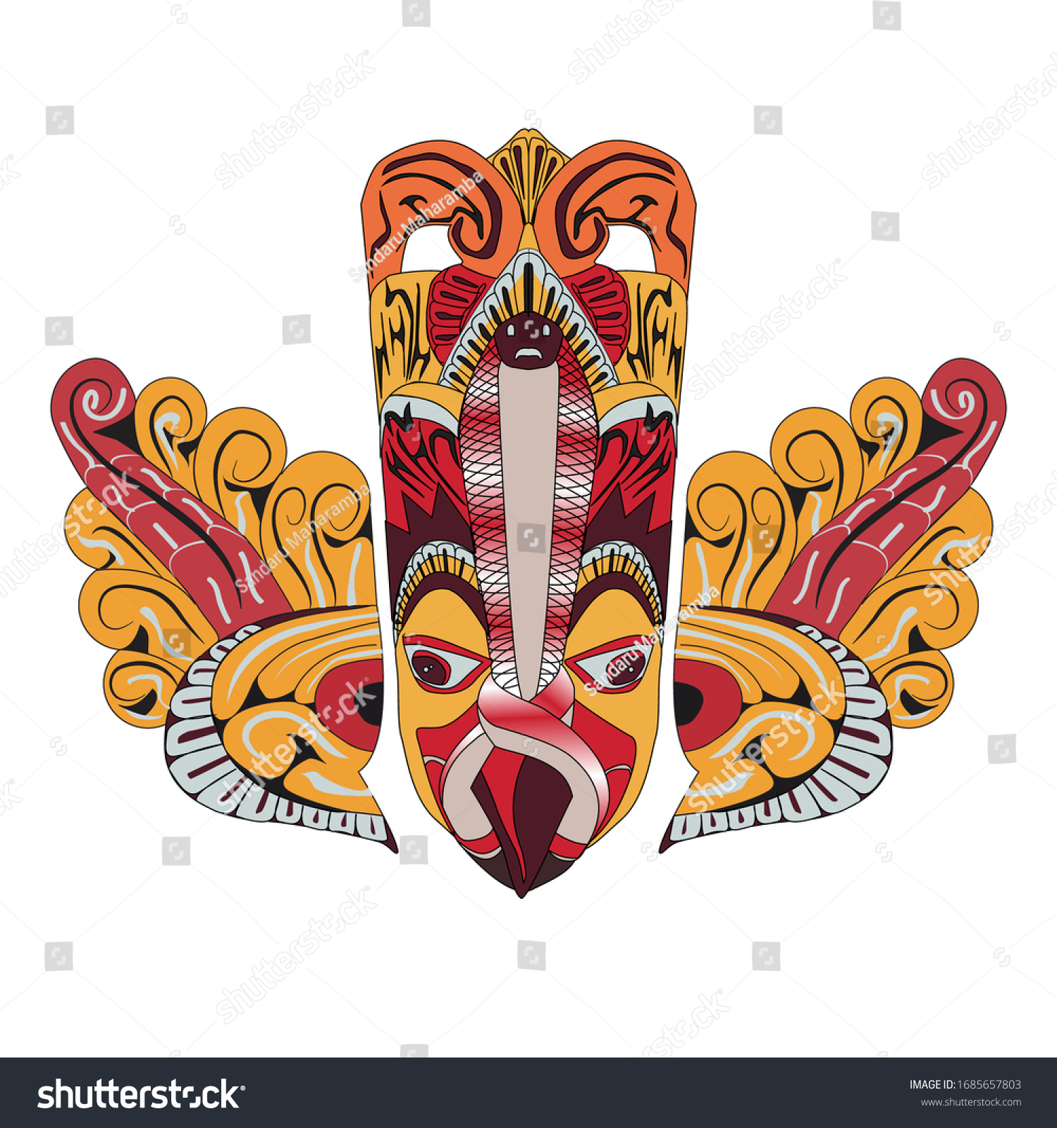 Sri Lankan Devil Mask Vector Illustration Stock Vector (Royalty Free ...