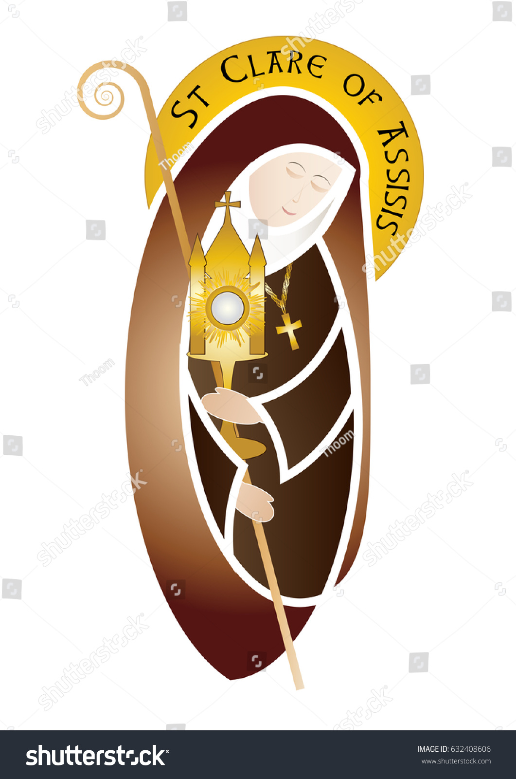 St Clare Assisi Nun Prioress Holding Stock Vector 632408606 Shutterstock
