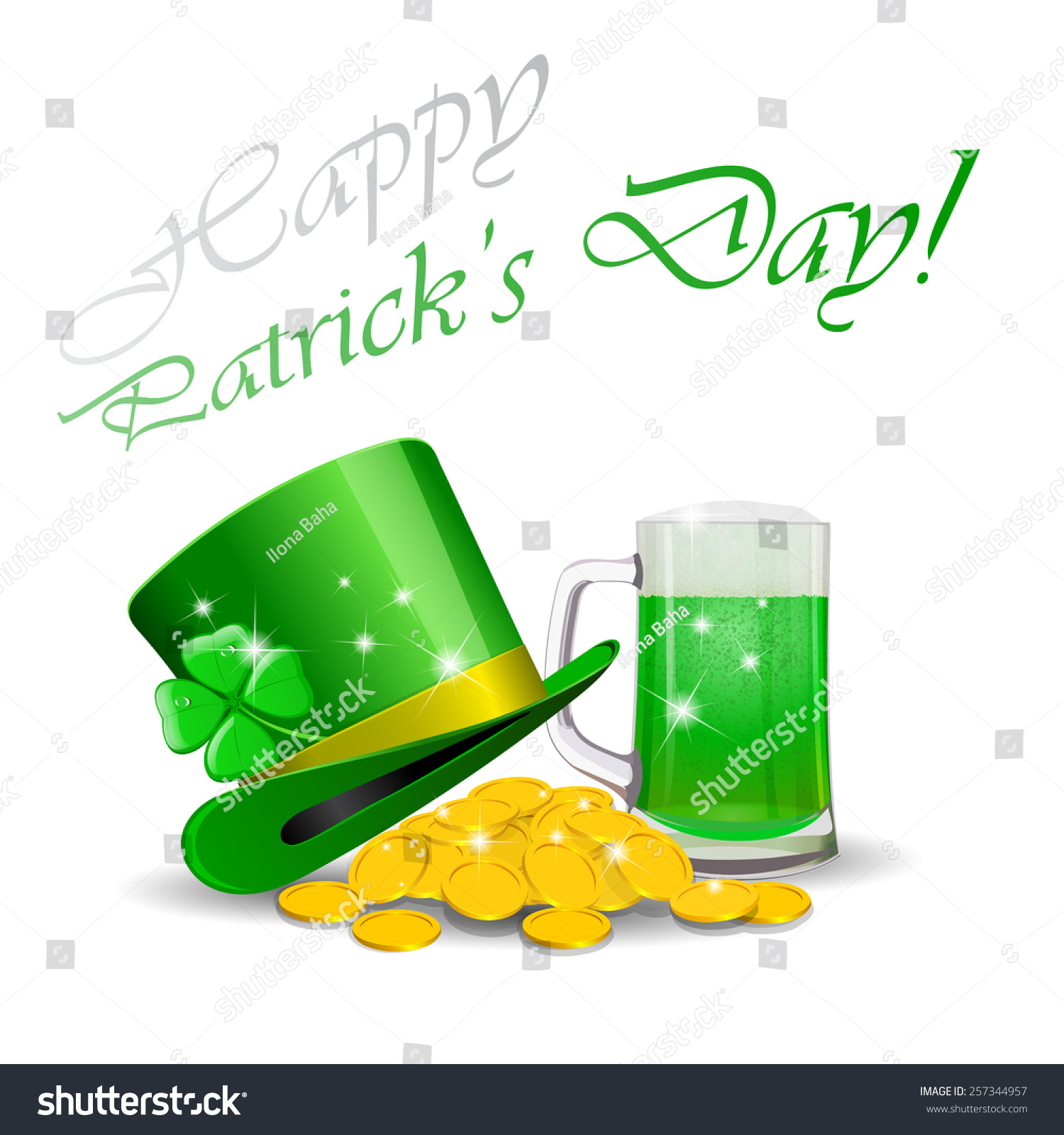 St Patrick Day Background On White Stock Vector (Royalty Free) 257344957