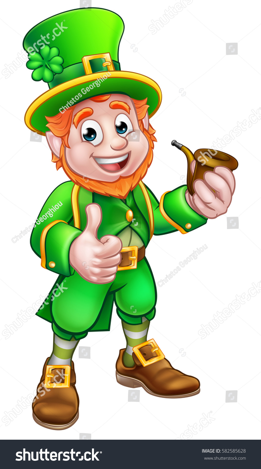 St Patricks Day Pipe Leprechaun Stock Vector (Royalty Free) 582585628 ...