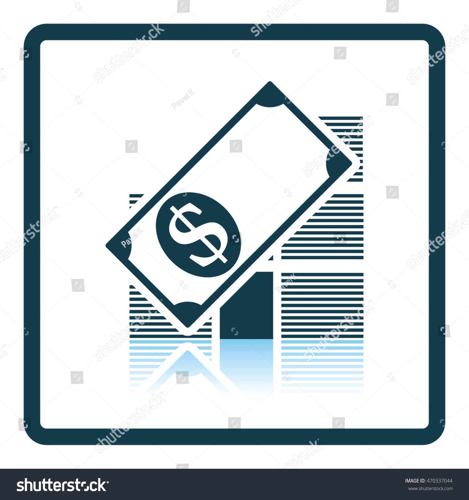 Stack Banknotes Icon Shadow Reflection Design Stock Vector (Royalty ...